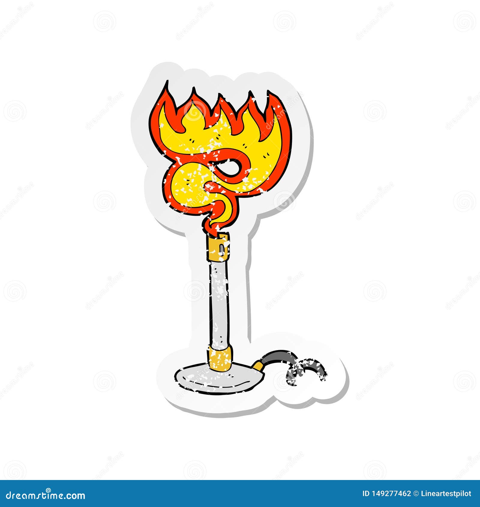 Retro Distressed Sticker of a Cartoon Bunsen Burner Stock Vector ...