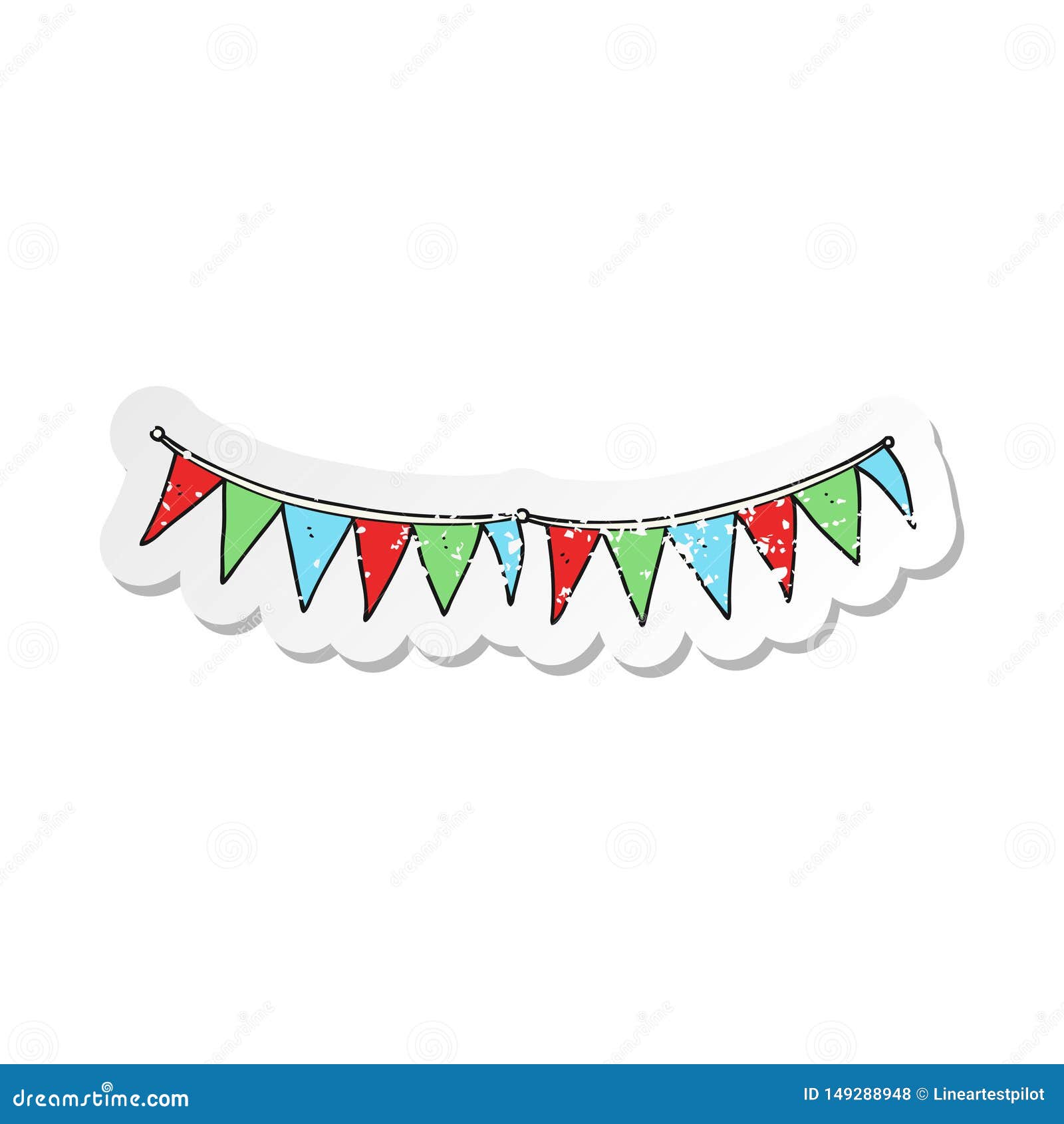 Retro Distressed Sticker of a Cartoon Bunting Flags Stock Vector ...