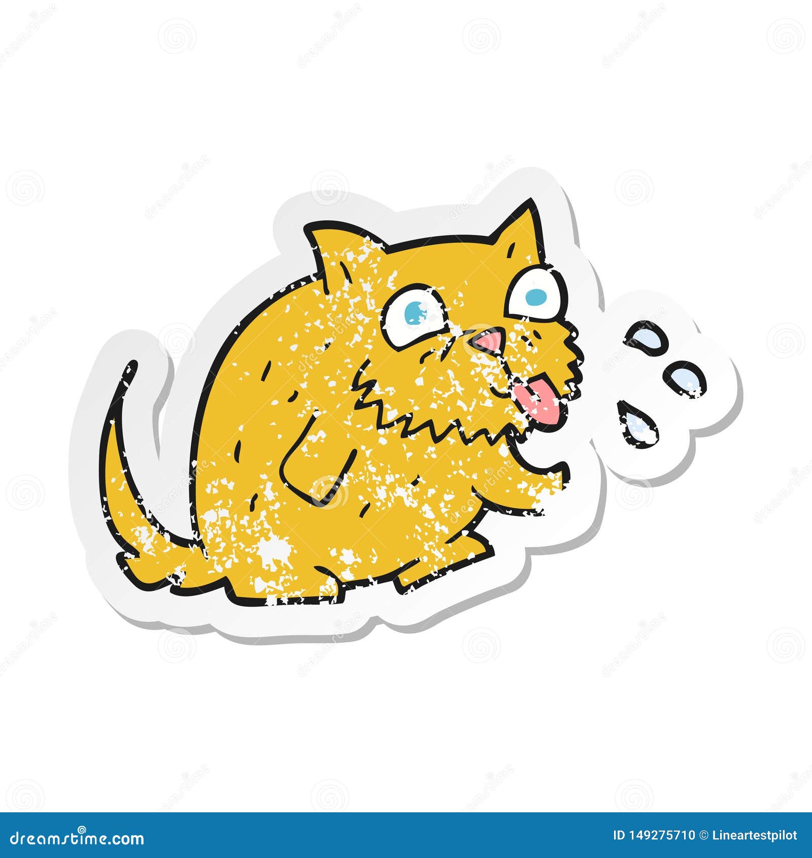 Retro Distressed Sticker of a Cartoon Cat Blowing Raspberry Stock ...