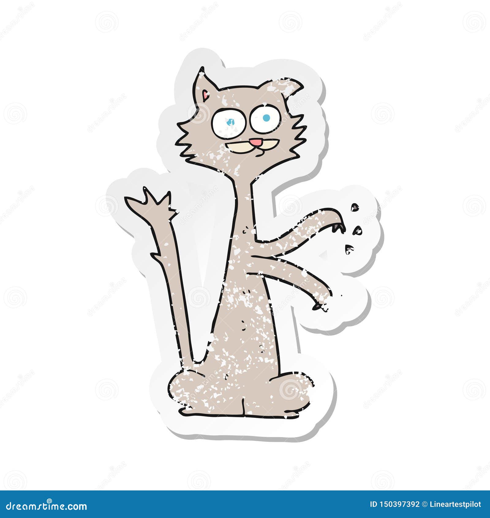 Retro Distressed Sticker of a Cartoon Cat Scratching Stock Vector ...
