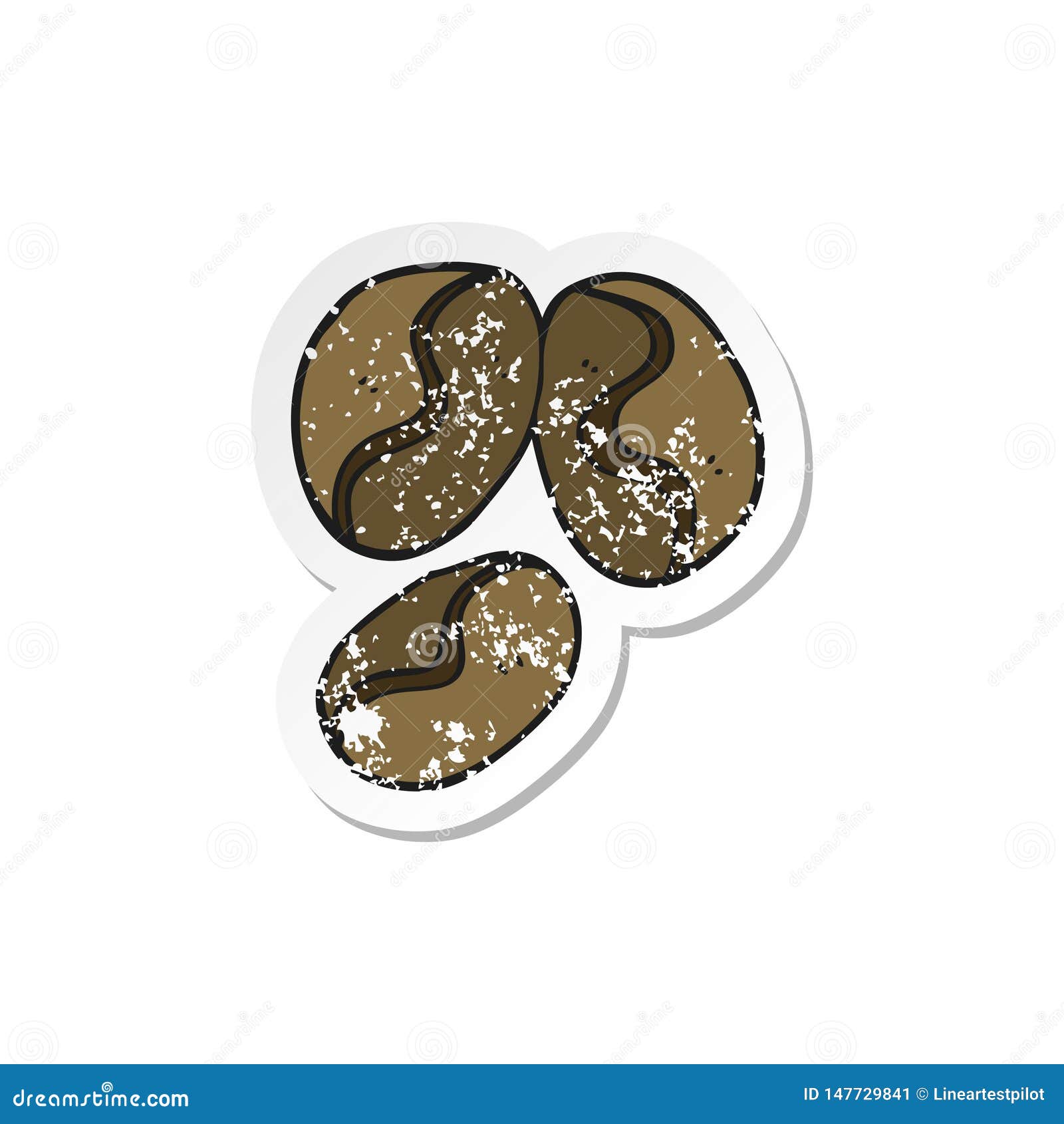 Retro Distressed Sticker of a Cartoon Coffee Beans Stock Vector ...