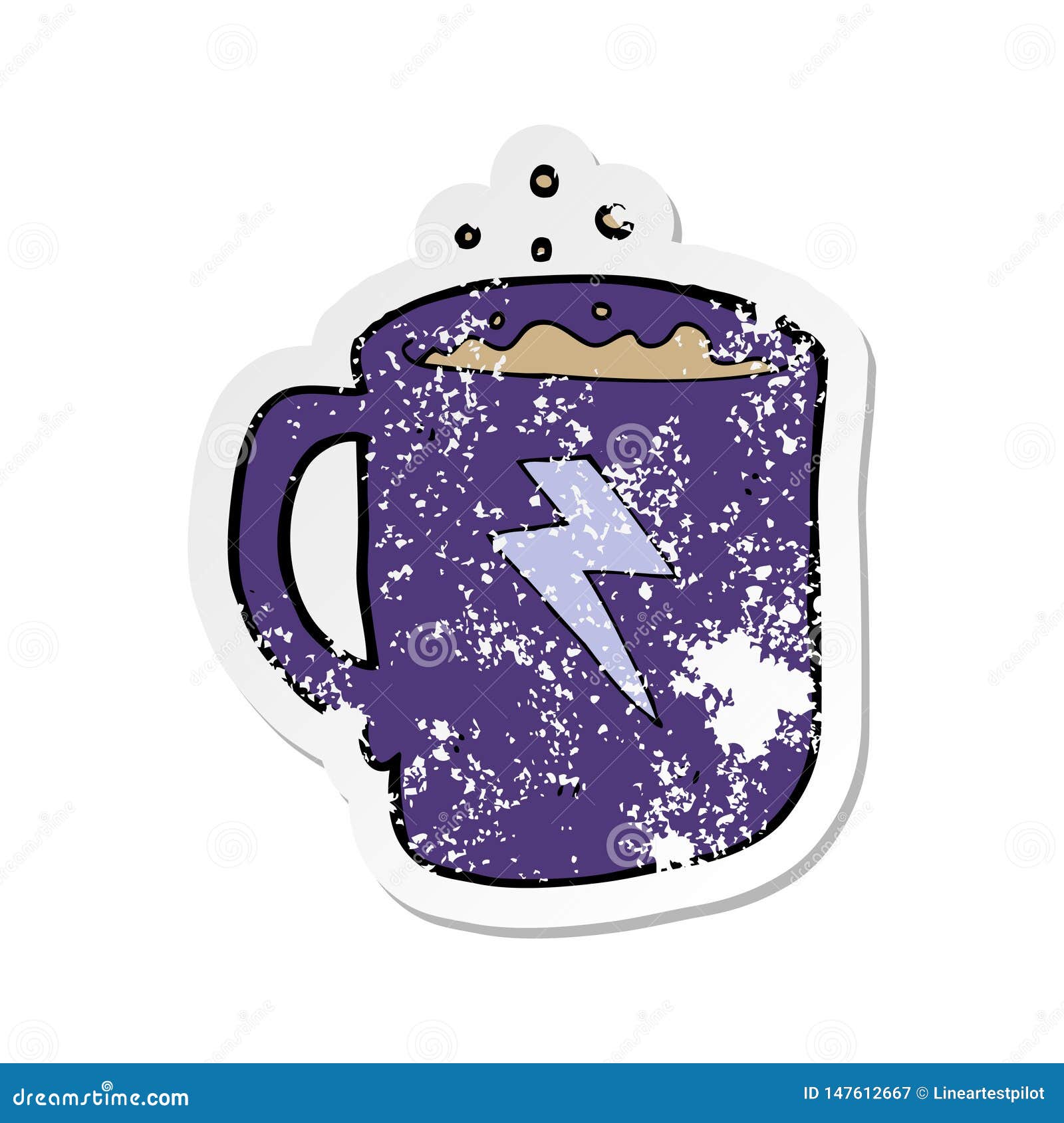 Retro Distressed Sticker of a Cartoon Coffee Mug Stock Vector ...