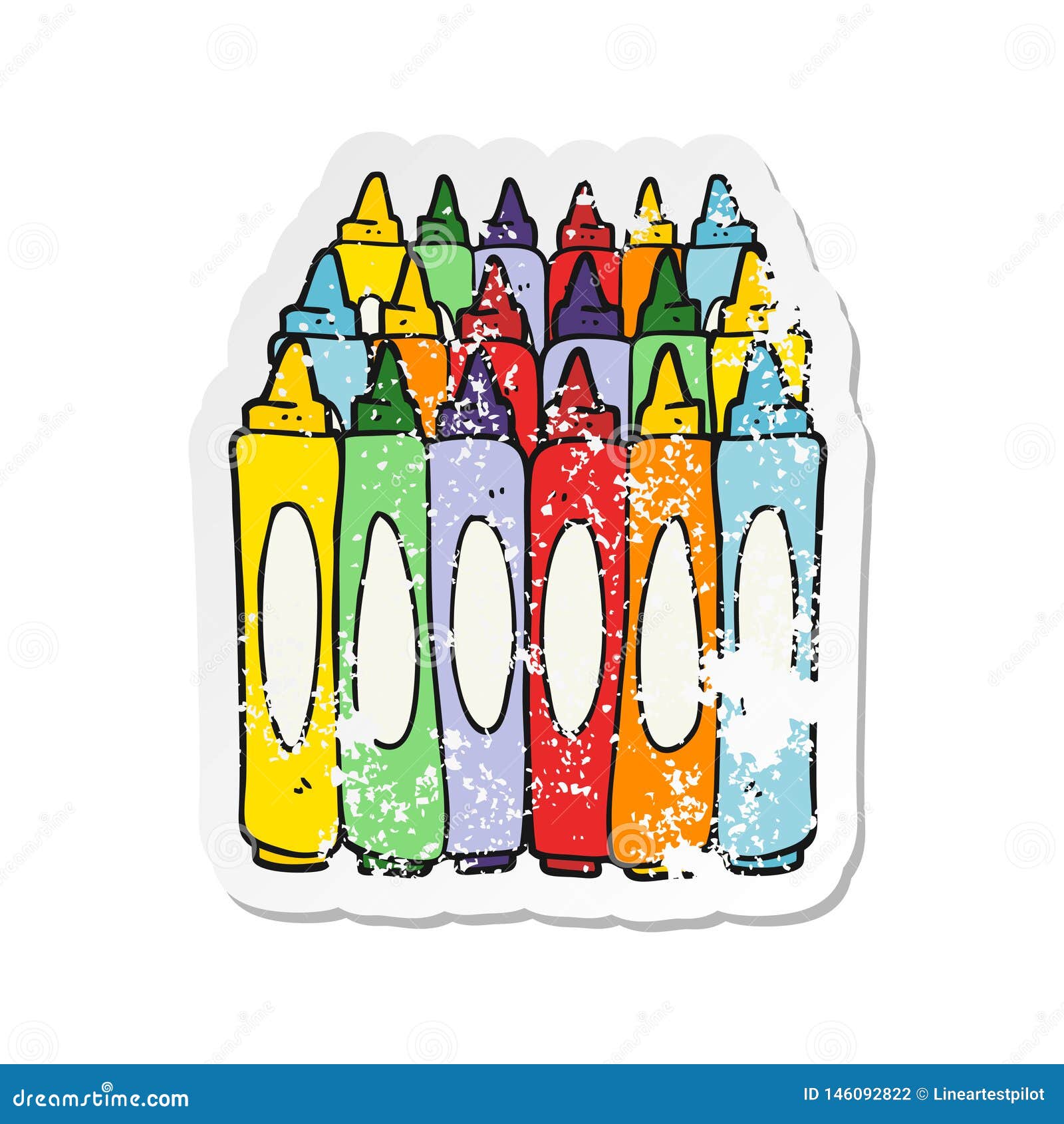 Retro Distressed Sticker of a Cartoon Crayons Stock Vector ...