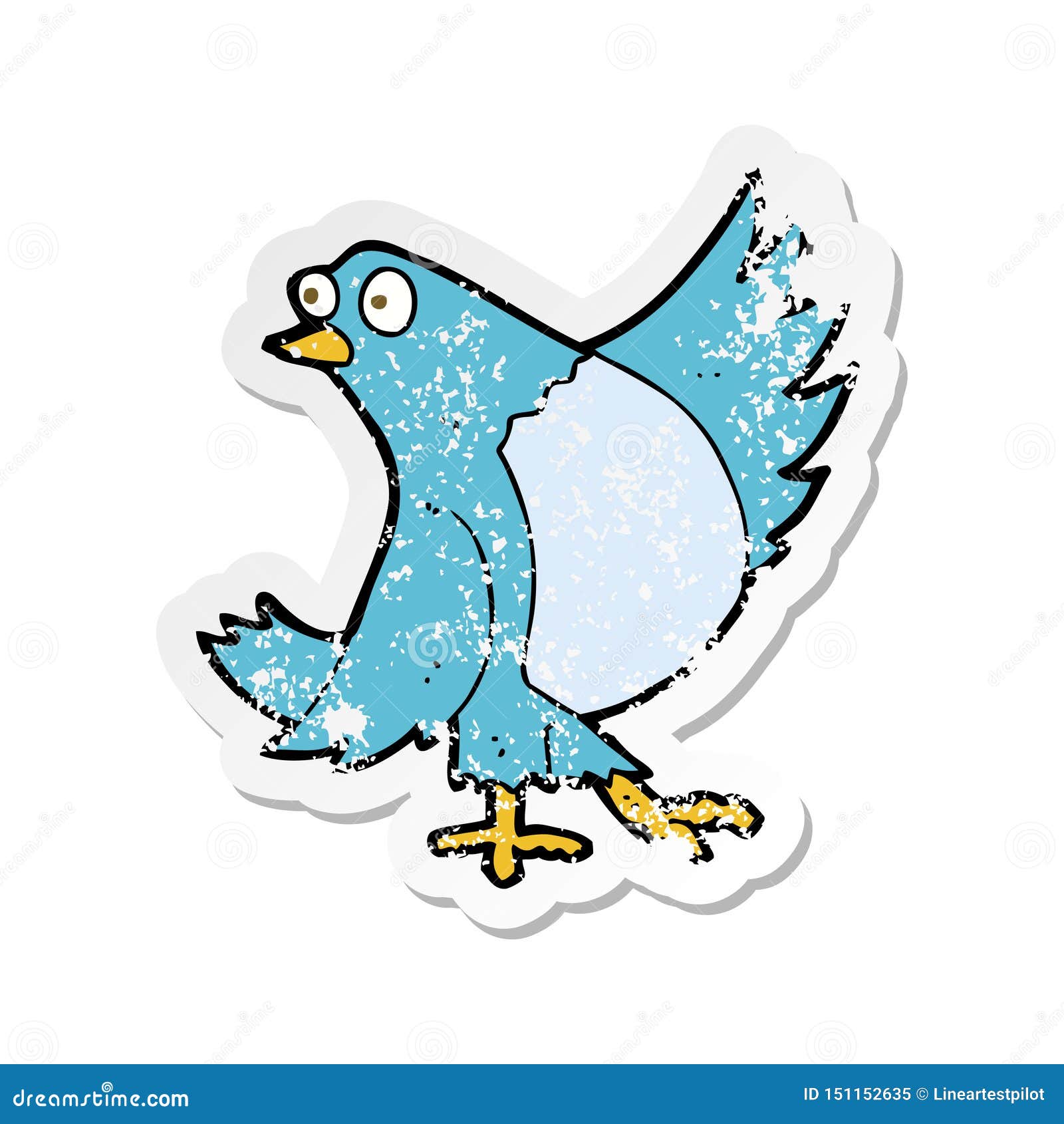 A Creative Retro Distressed Sticker of a Cartoon Dancing Bluebird Stock ...