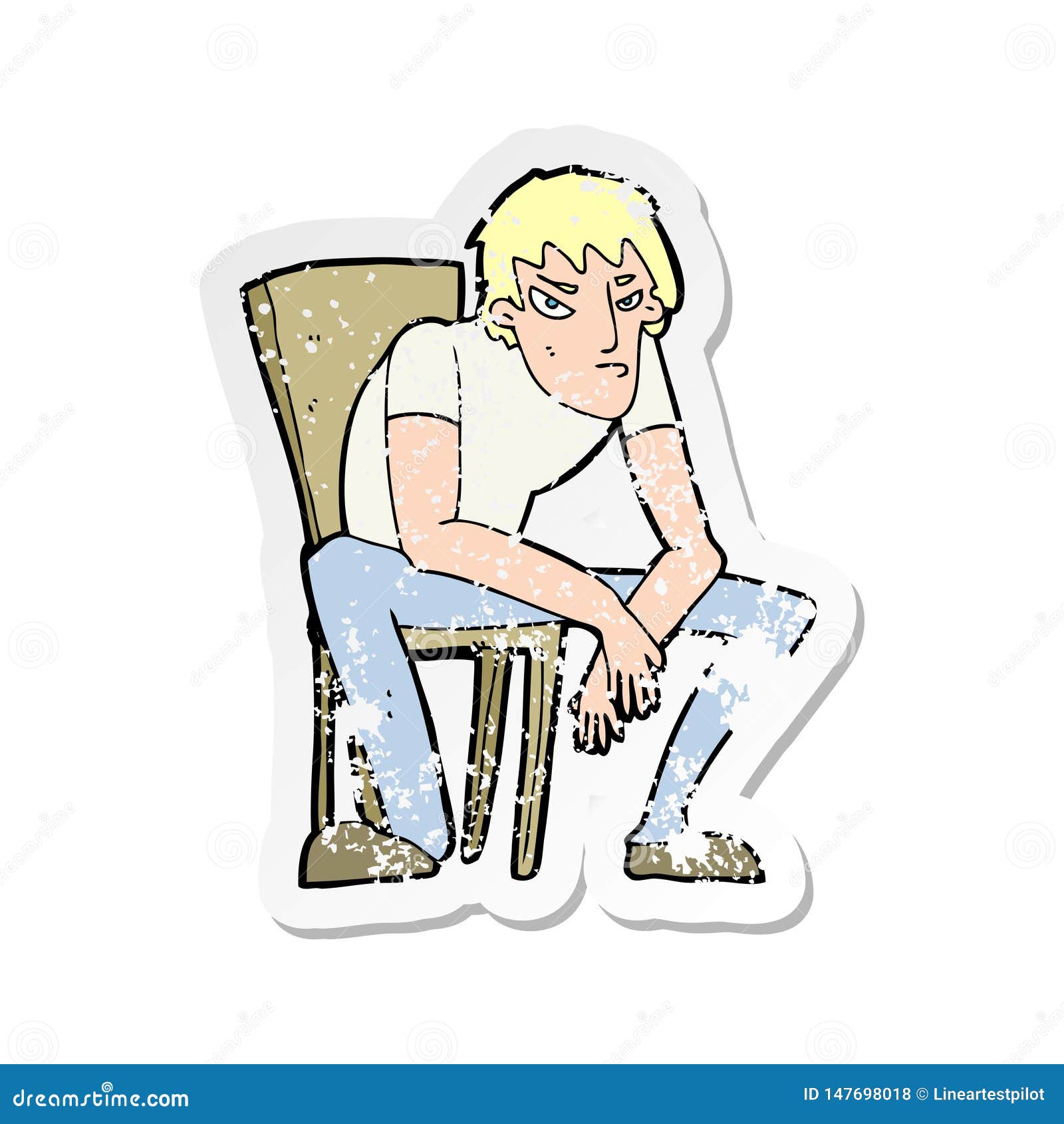 Retro Distressed Sticker of a Cartoon Dejected Man Stock Vector ...
