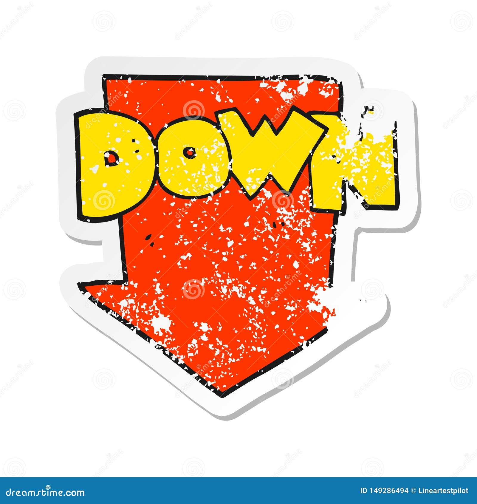Retro Distressed Sticker of a Cartoon Down Arrow Symbol Stock Vector ...