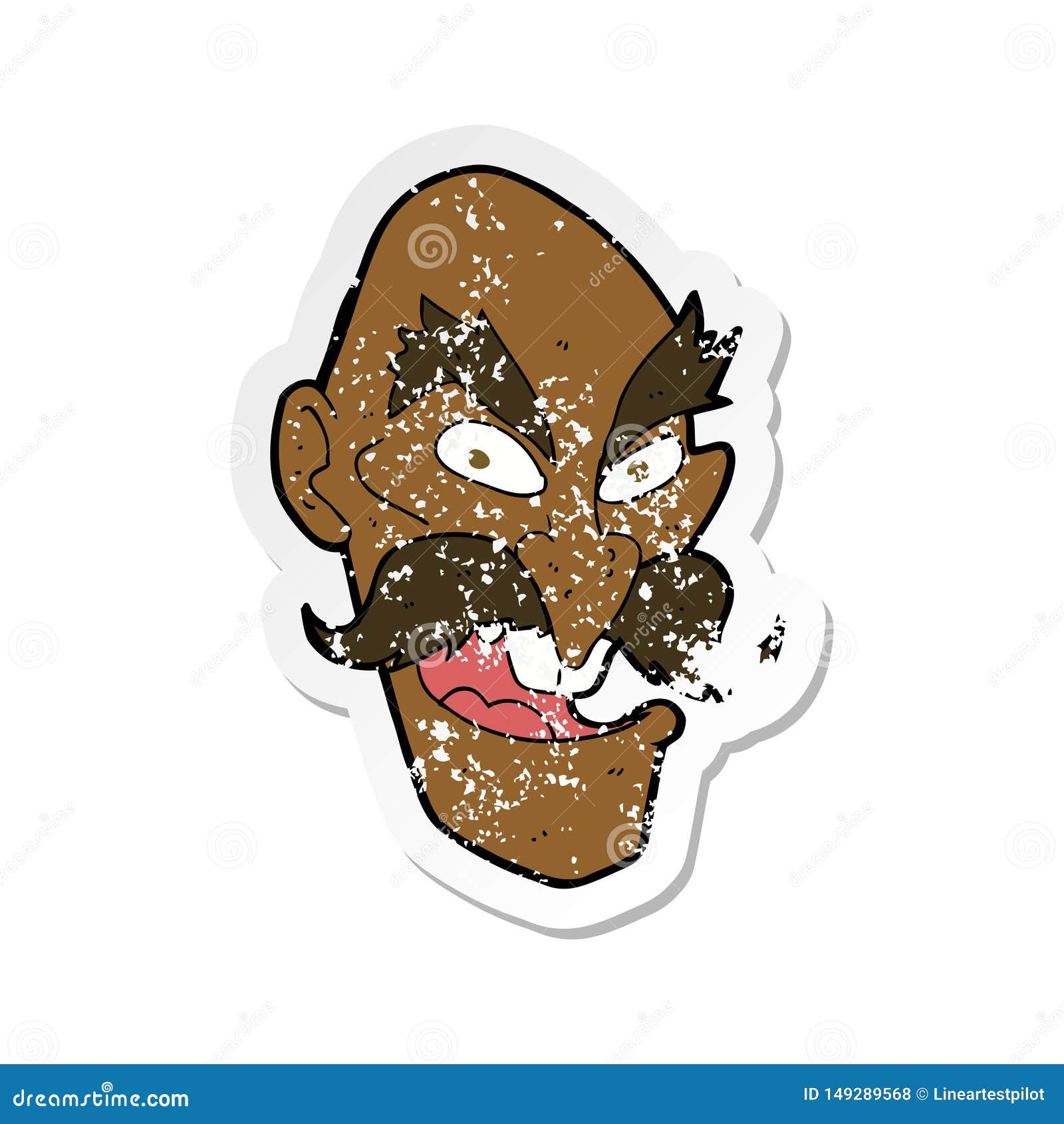 Retro Distressed Sticker of a Cartoon Evil Old Man Face Stock Vector ...