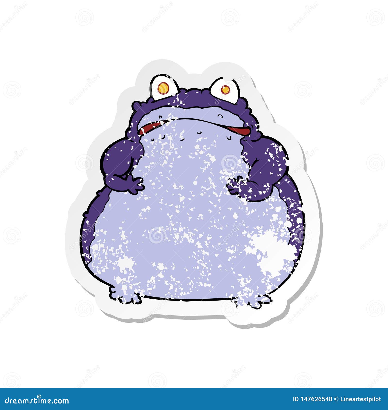 Retro Distressed Sticker of a Cartoon Fat Frog Stock Vector ...