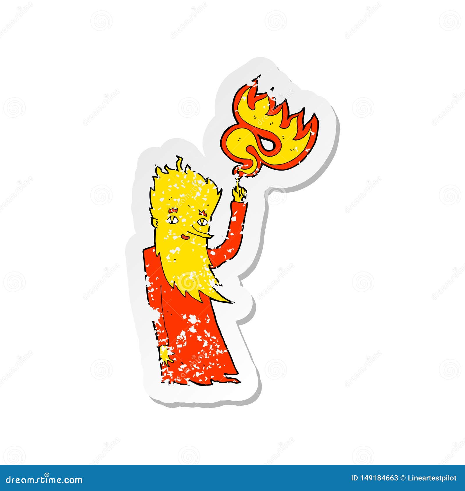 Retro Distressed Sticker of a Cartoon Fire Spirit Stock Vector ...