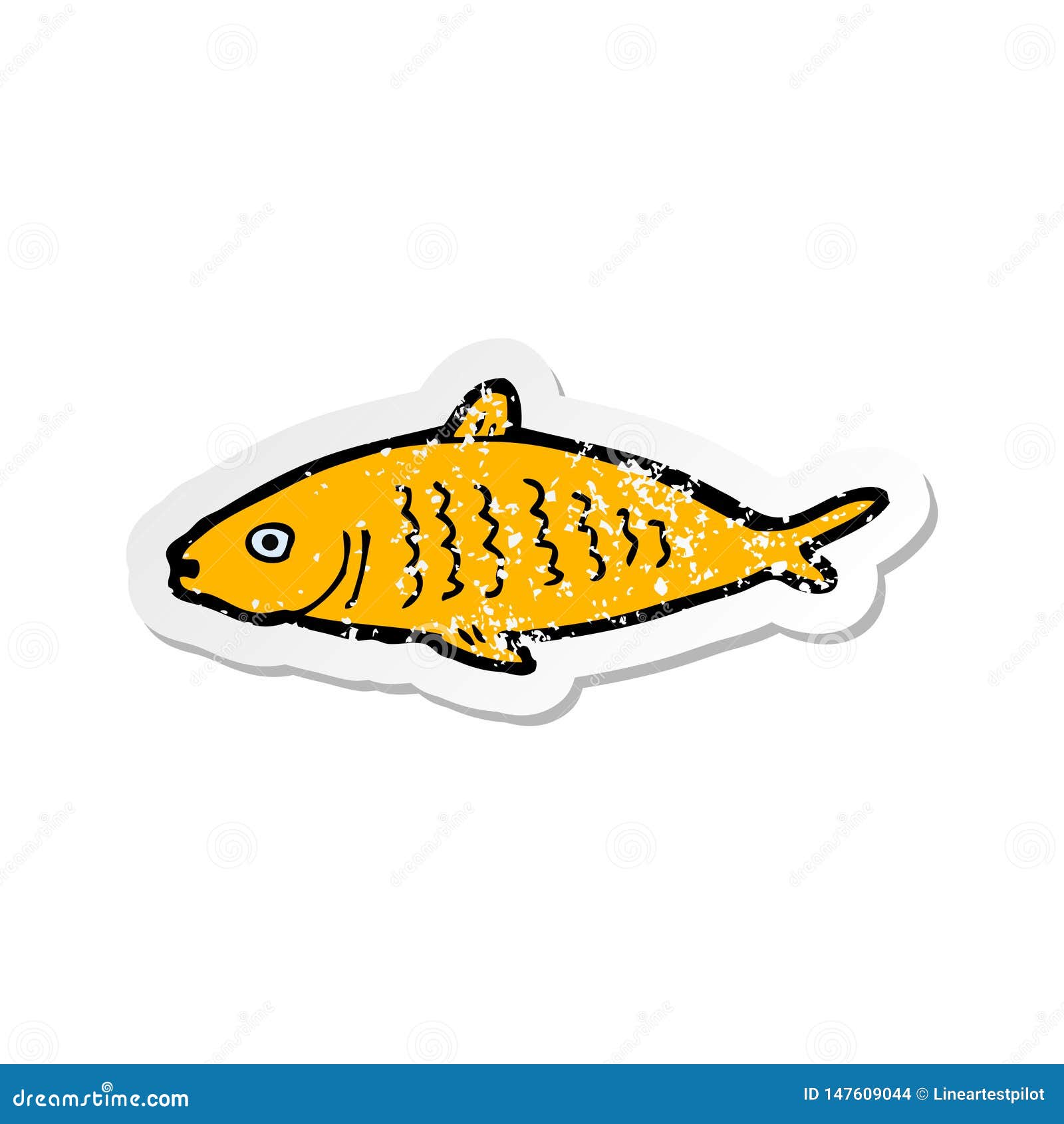 Retro Distressed Sticker of a Cartoon Fish Stock Vector - Illustration ...