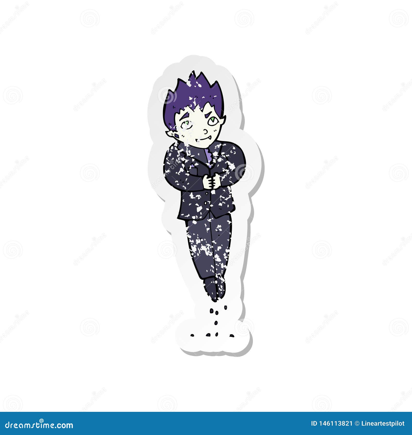 Retro Distressed Sticker of a Cartoon Floating Vampire Stock Vector ...