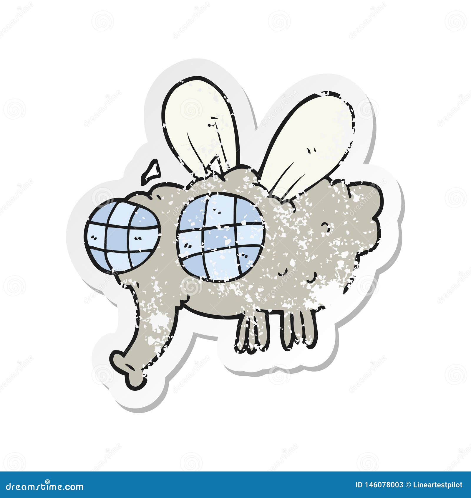 Retro Distressed Sticker of a Cartoon Fly Stock Vector - Illustration ...