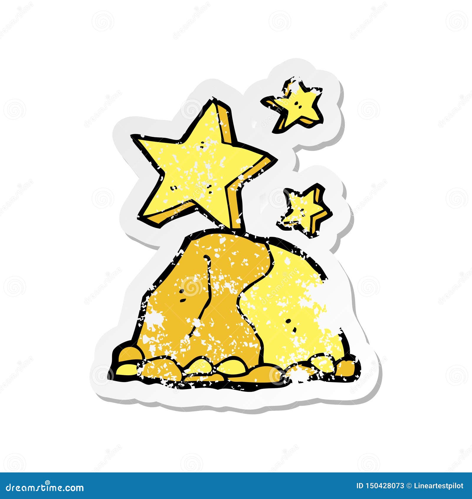 Retro Distressed Sticker of a Cartoon Gold Nugget Stock Vector ...