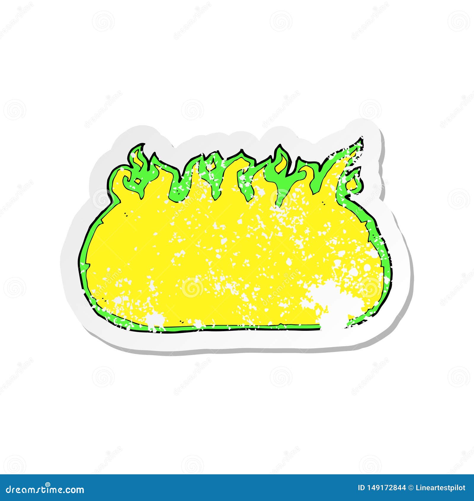 Retro Distressed Sticker of a Cartoon Green Fire Border Stock Vector ...
