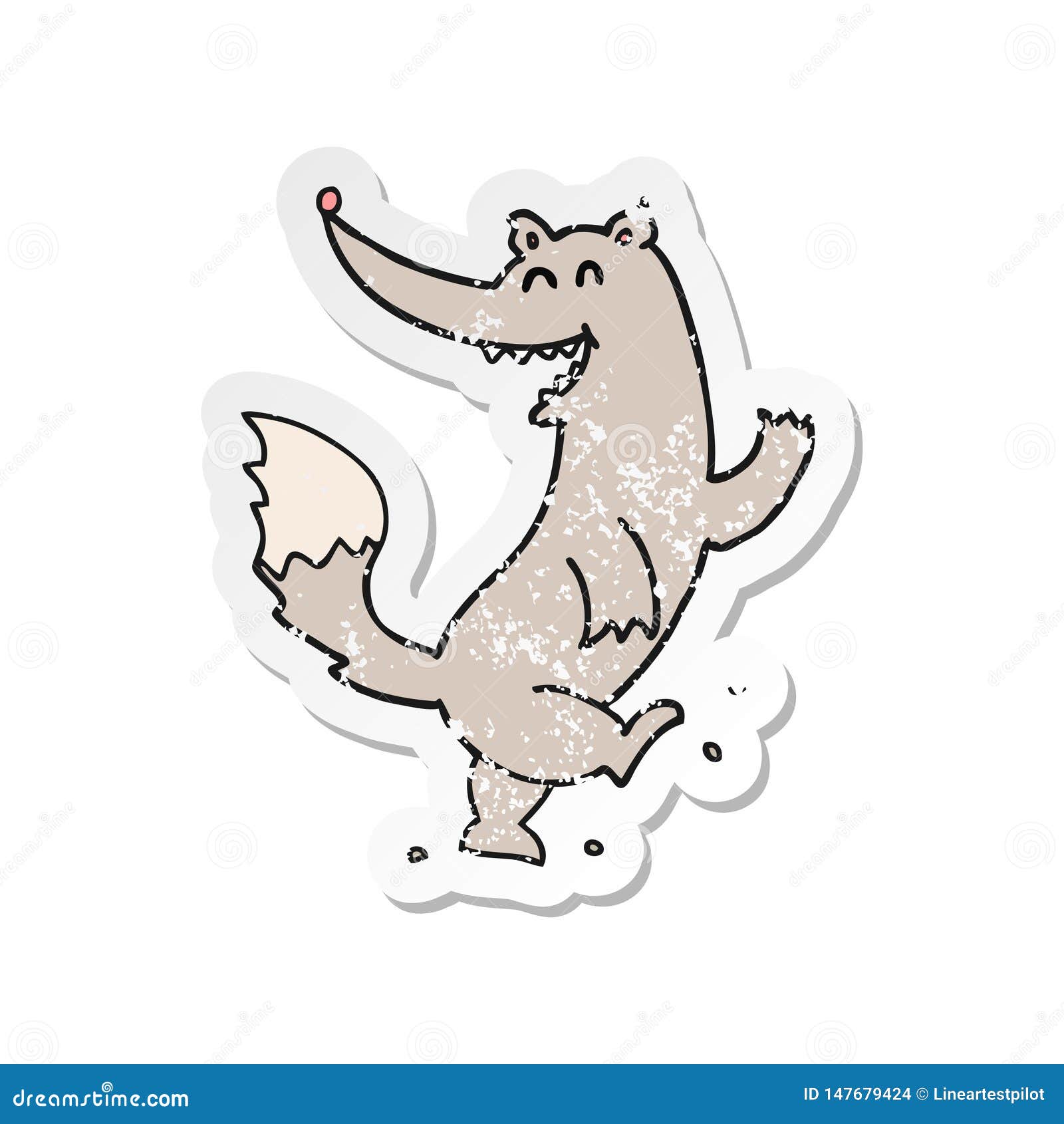 Happy Wolf Excited. Vector Illustration Of Wolf Face. Cartoon Character ...