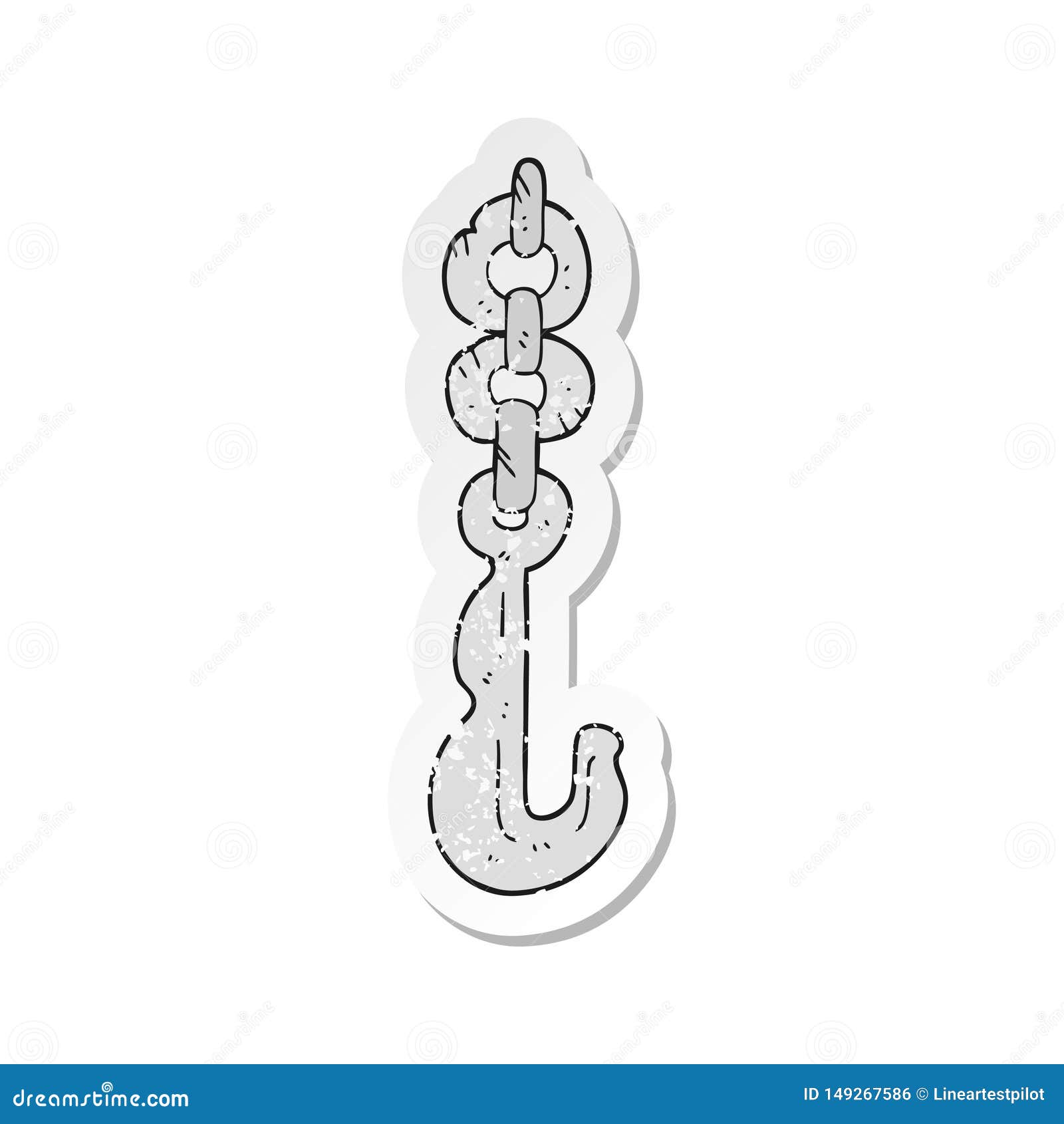 Retro Distressed Sticker of a Cartoon Hook and Chain Stock Vector ...