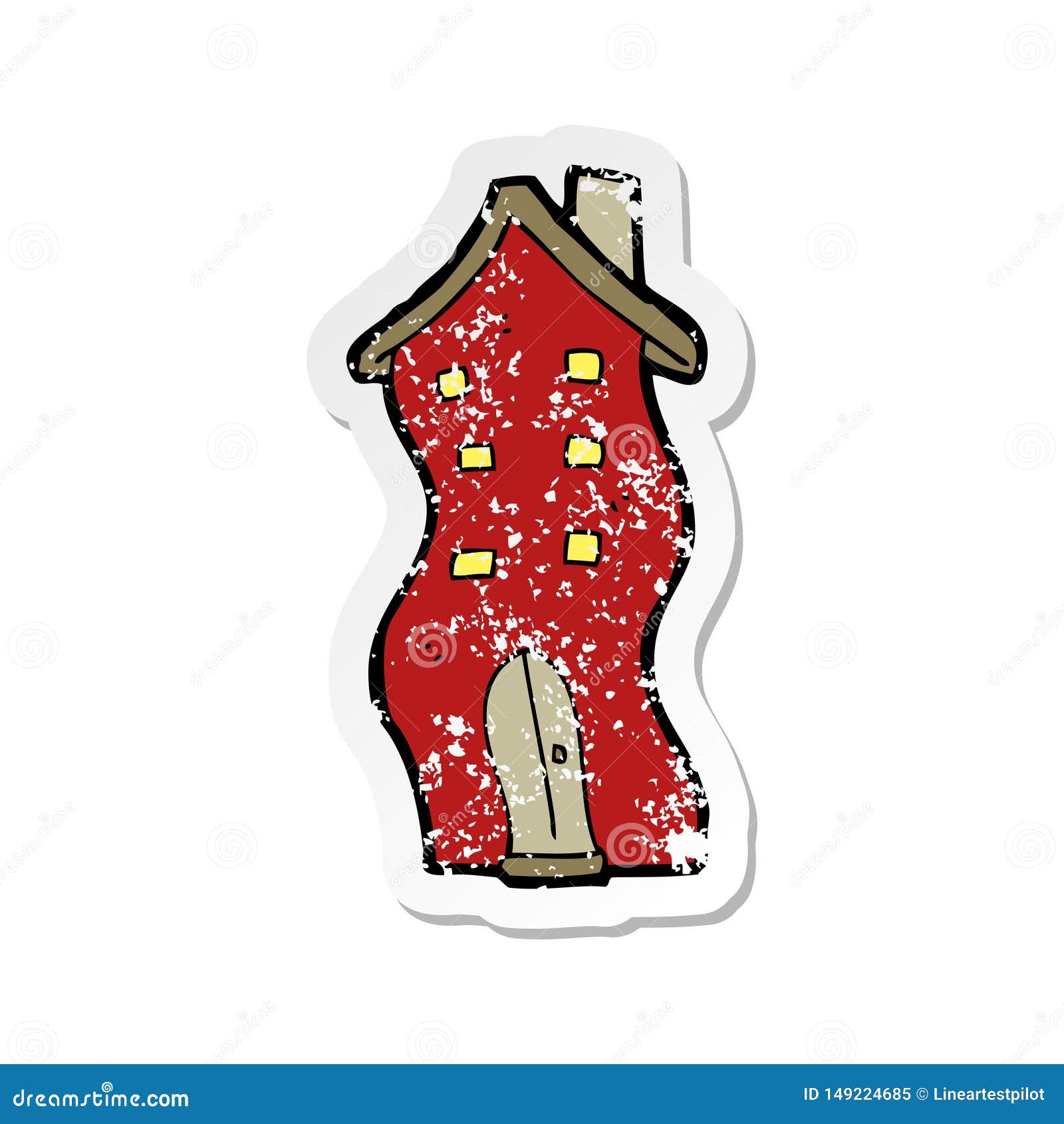 Retro Distressed Sticker of a Cartoon House Stock Vector - Illustration ...