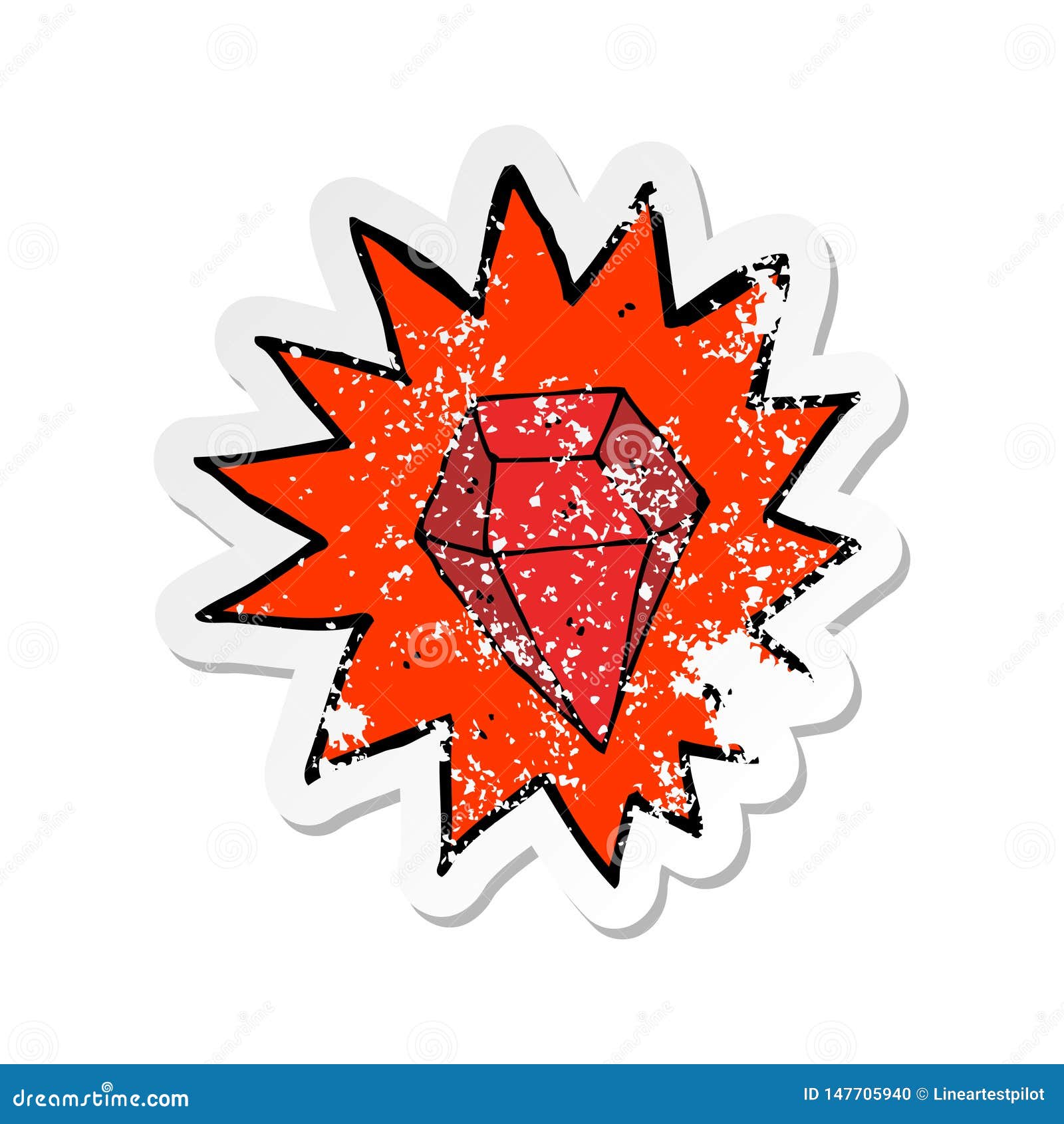 Retro Distressed Sticker of a Cartoon Huge Ruby Stock Vector ...