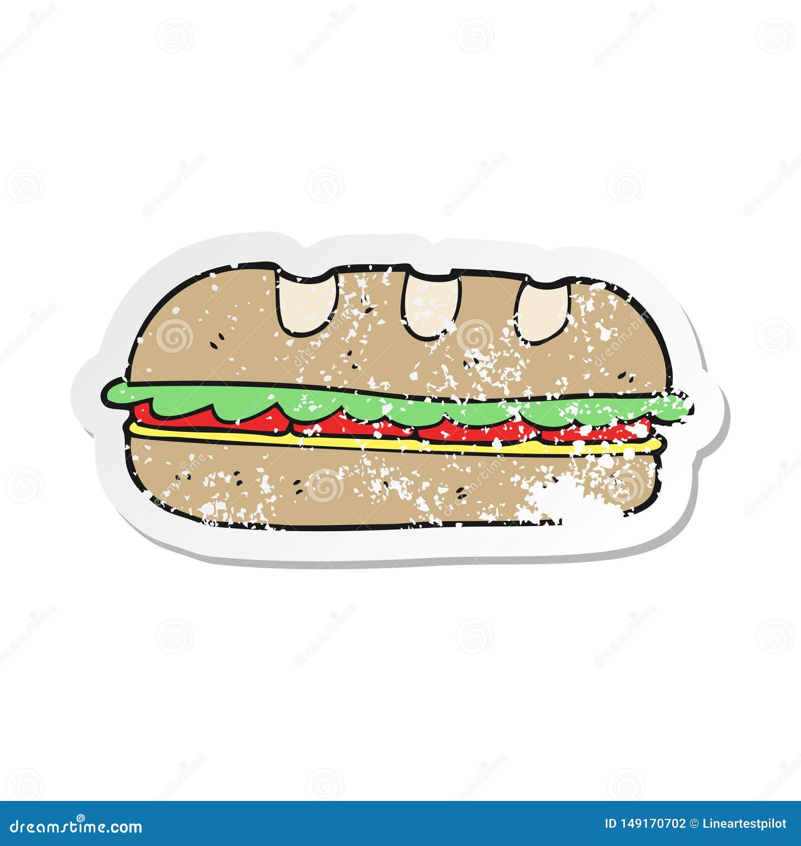 Retro Distressed Sticker of a Cartoon Huge Sandwich Stock Vector ...