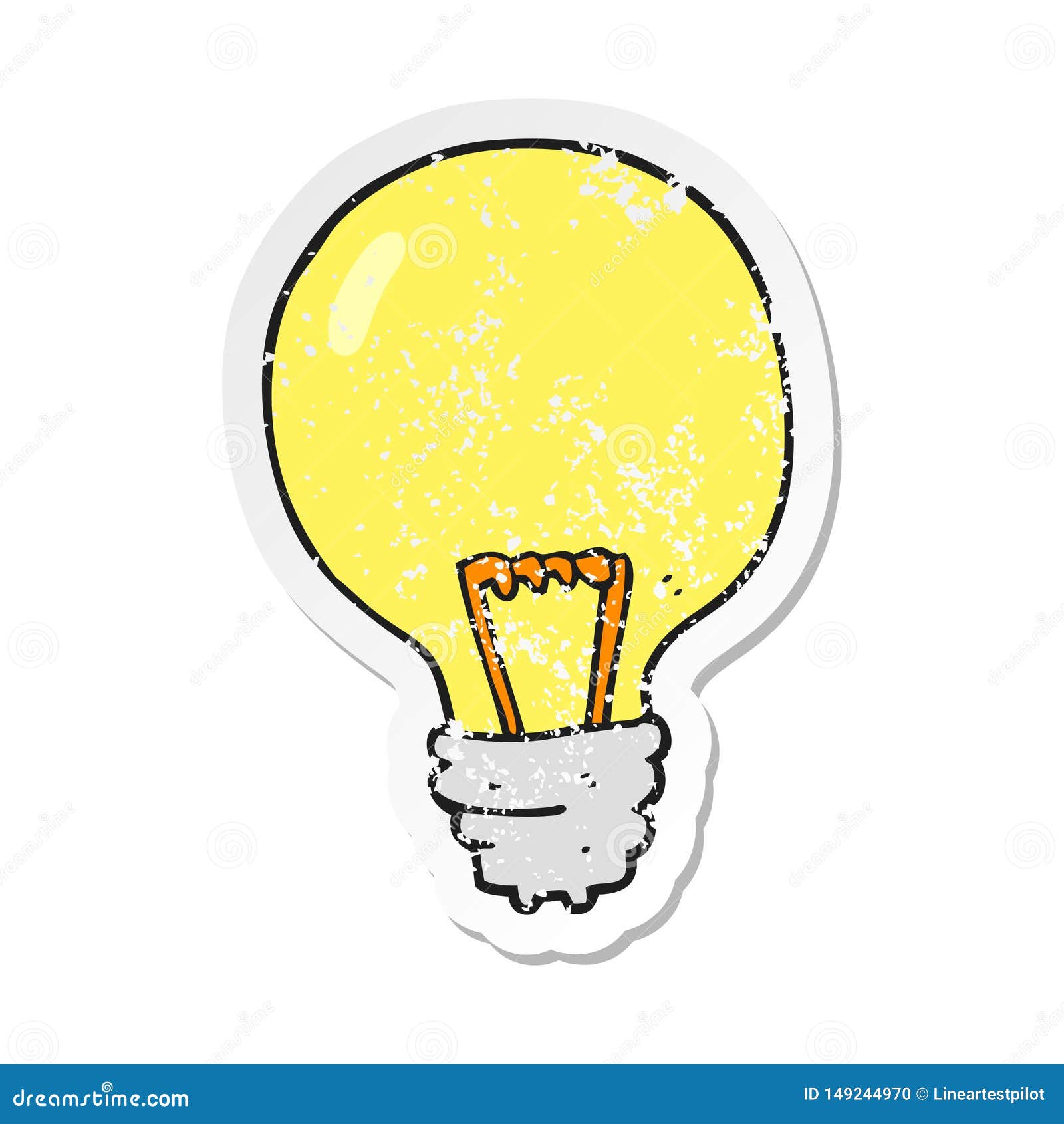Retro Distressed Sticker of a Cartoon Light Bulb Stock Vector ...