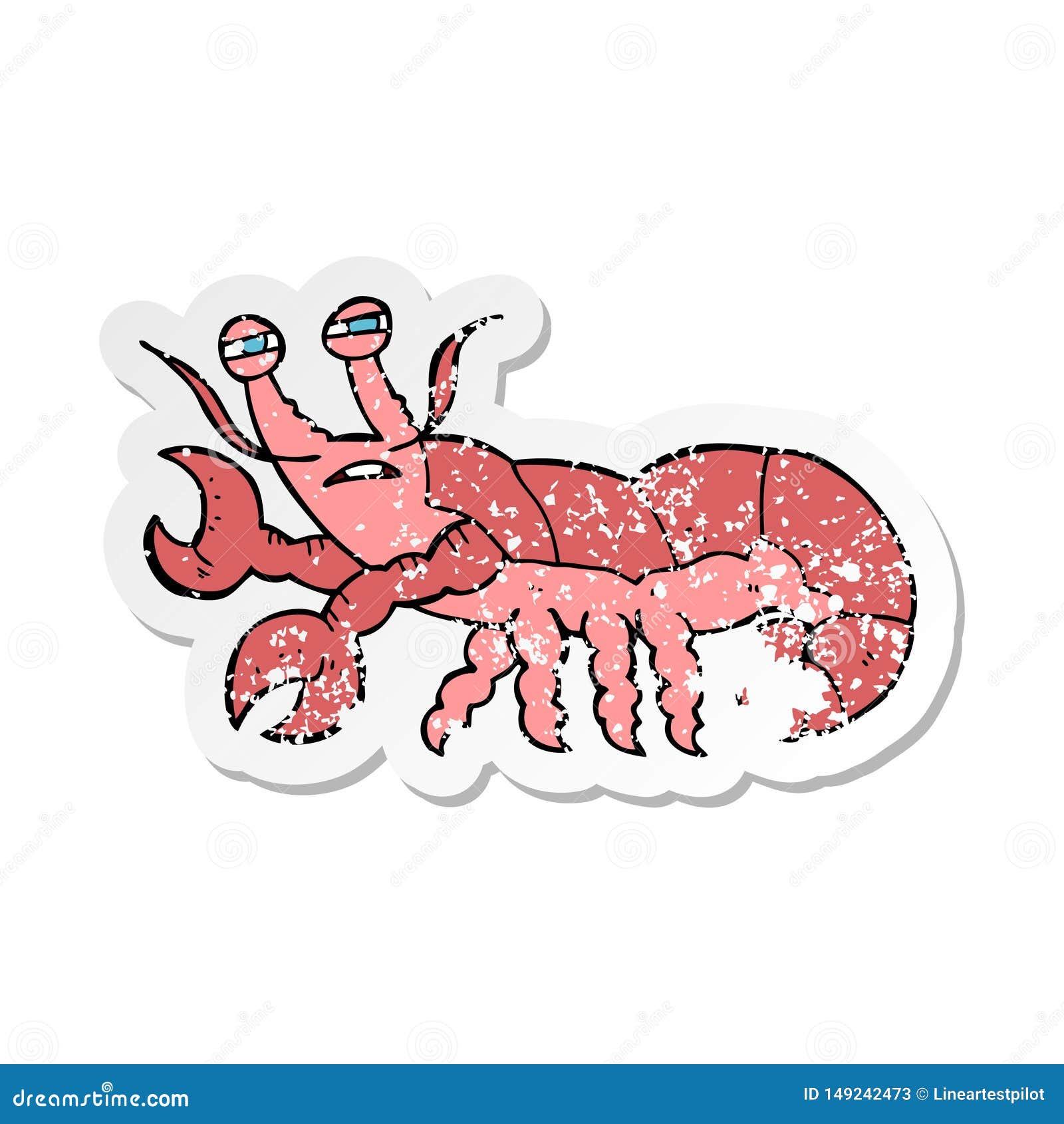Retro Distressed Sticker of a Cartoon Lobster Stock Vector ...