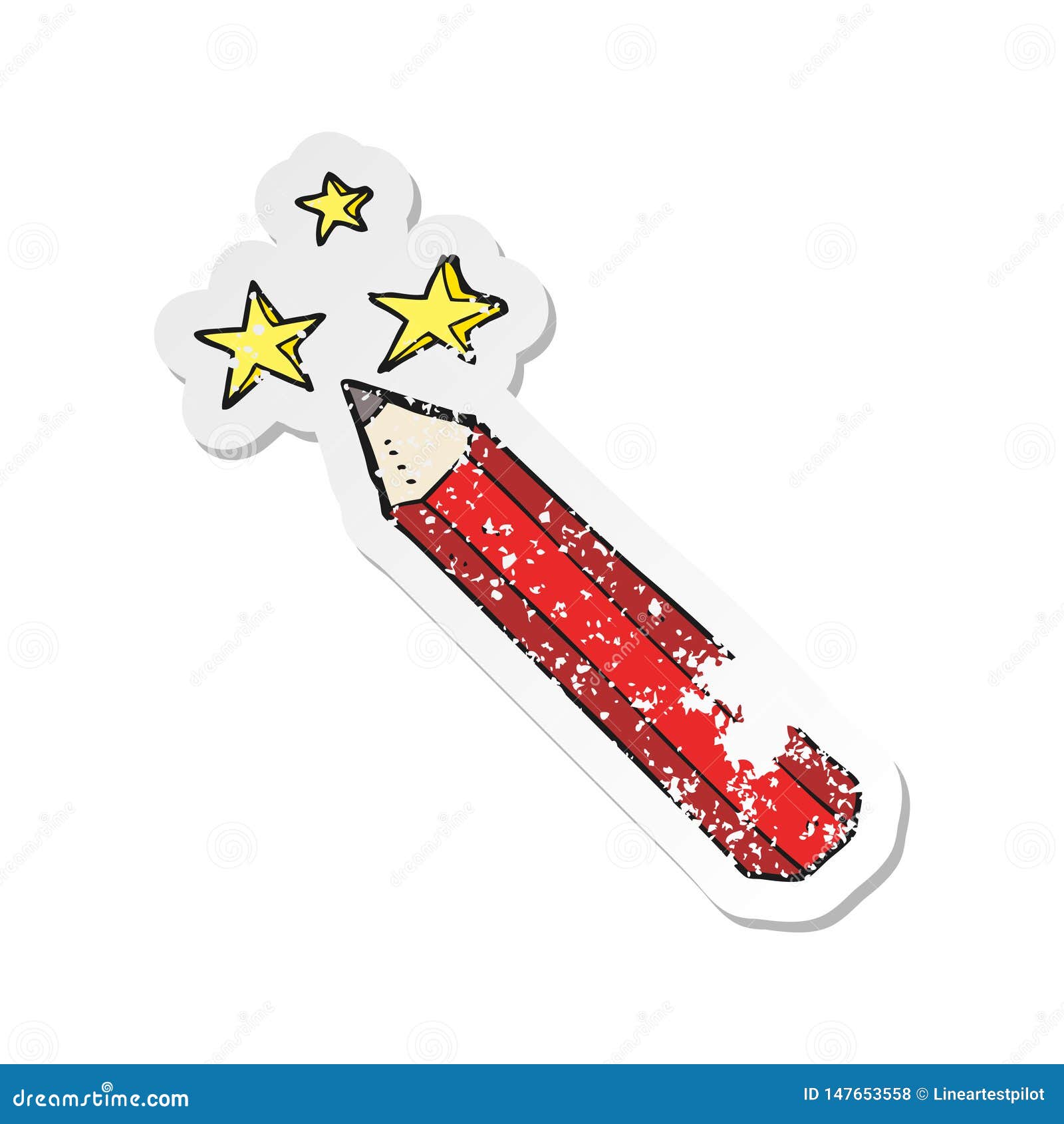 Retro Distressed Sticker of a Cartoon Magic Pencil Stock Vector ...