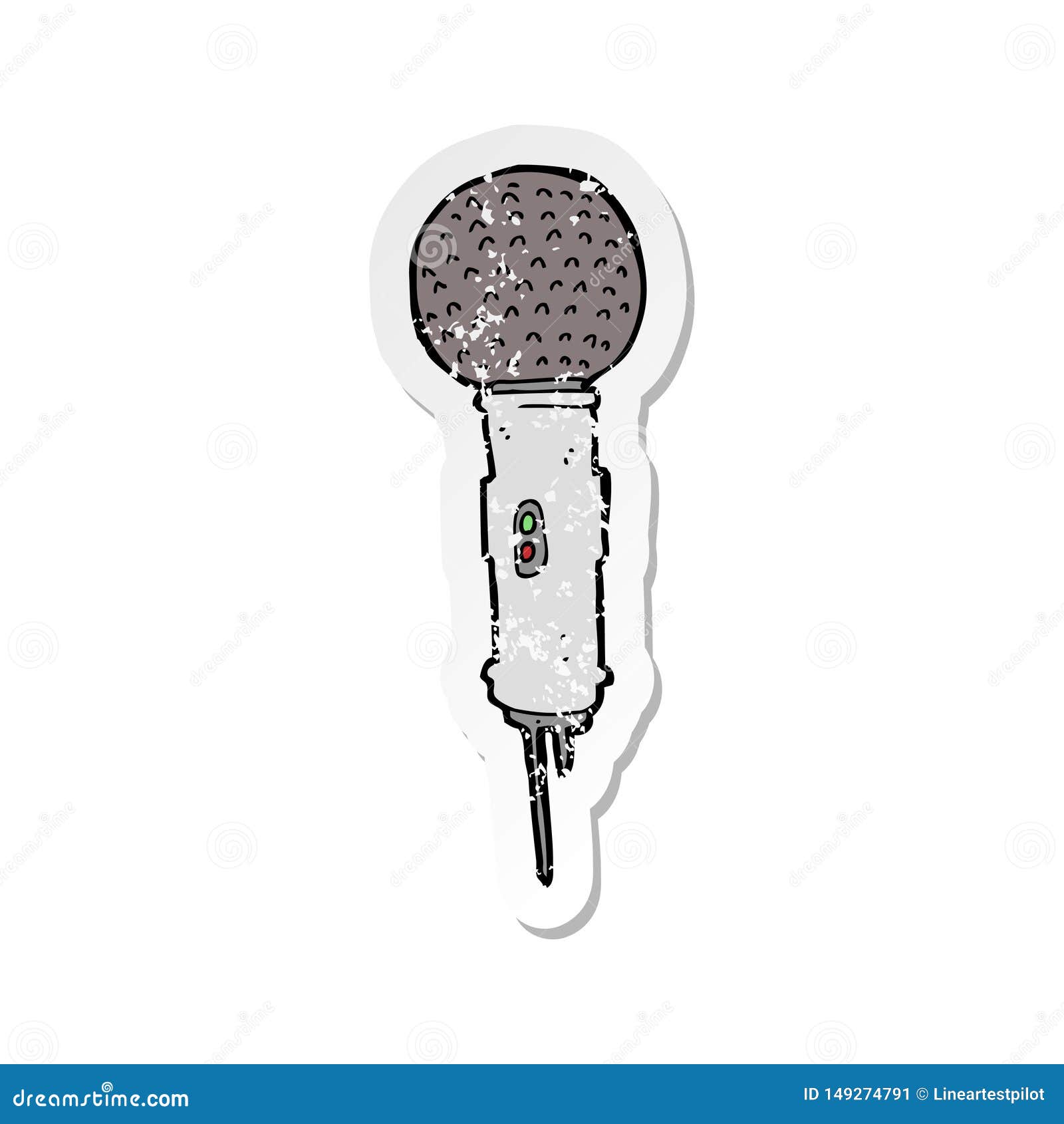Retro Distressed Sticker of a Cartoon Microphone Stock Vector ...