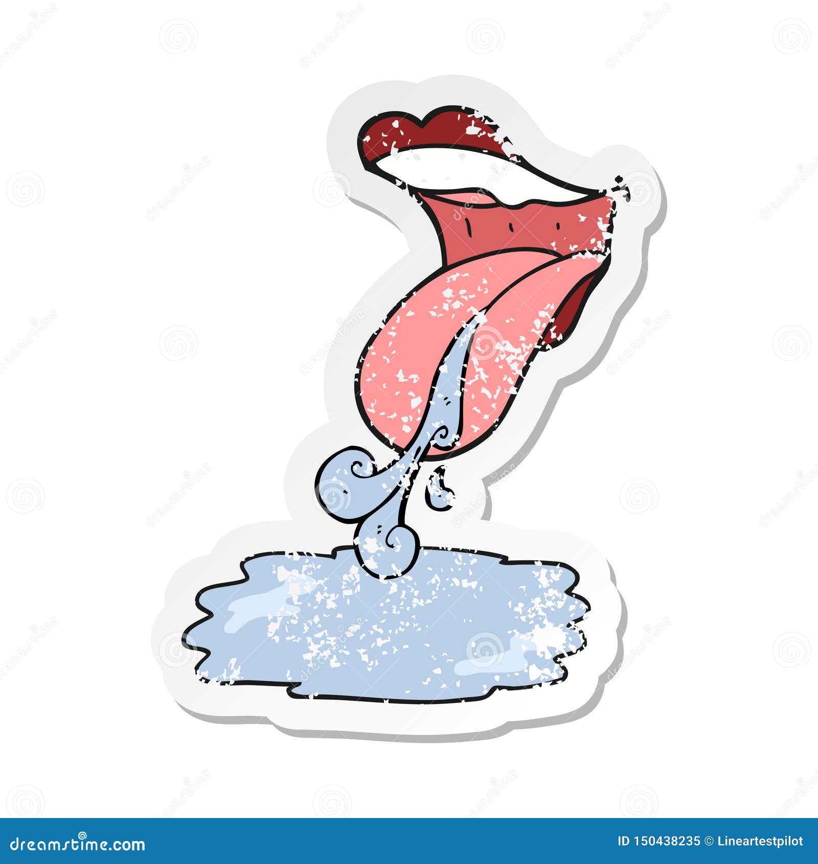 Retro Distressed Sticker of a Cartoon Mouth Drooling Stock Vector ...