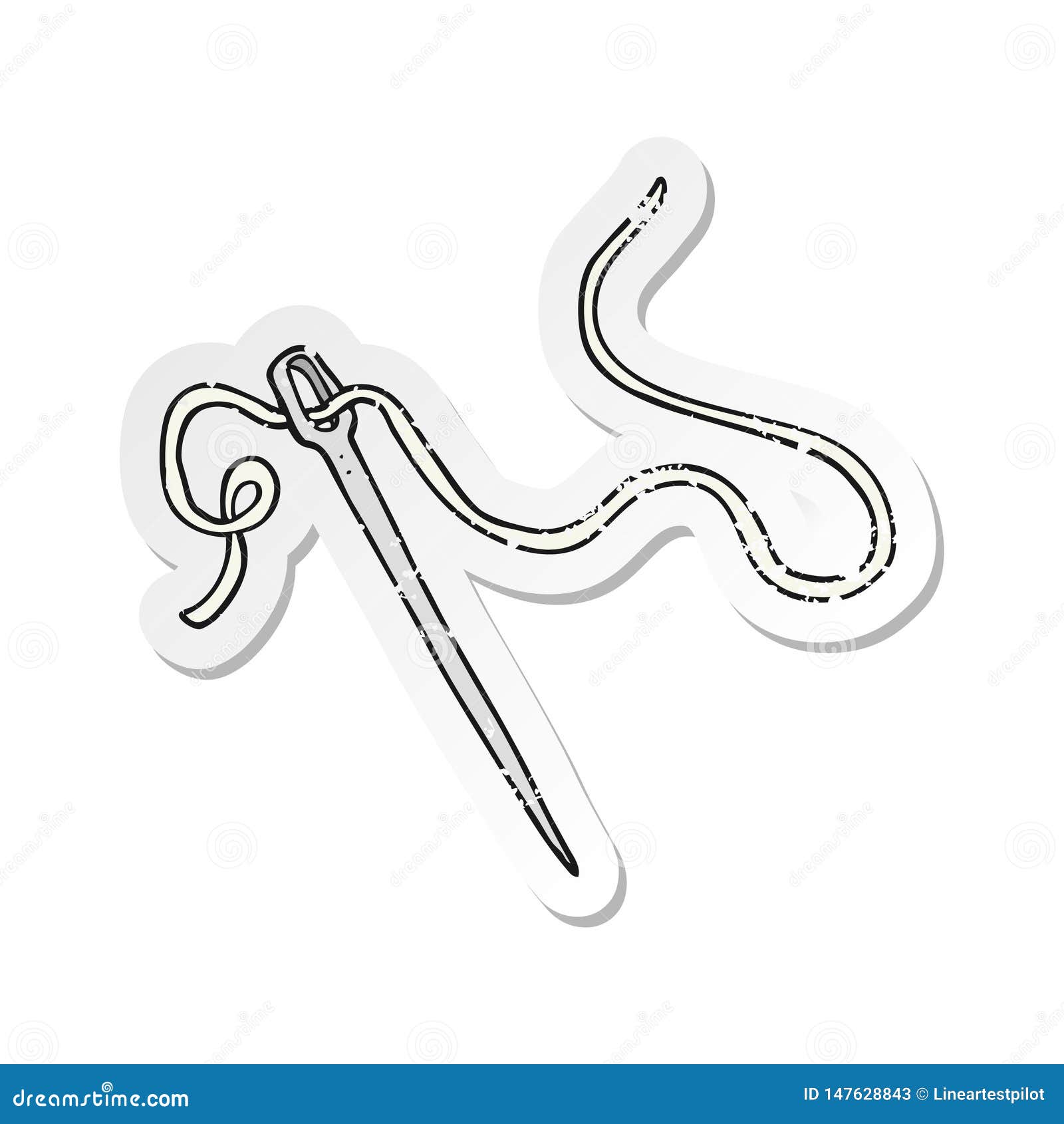 Retro Distressed Sticker of a Cartoon Needle and Thread Stock Vector ...