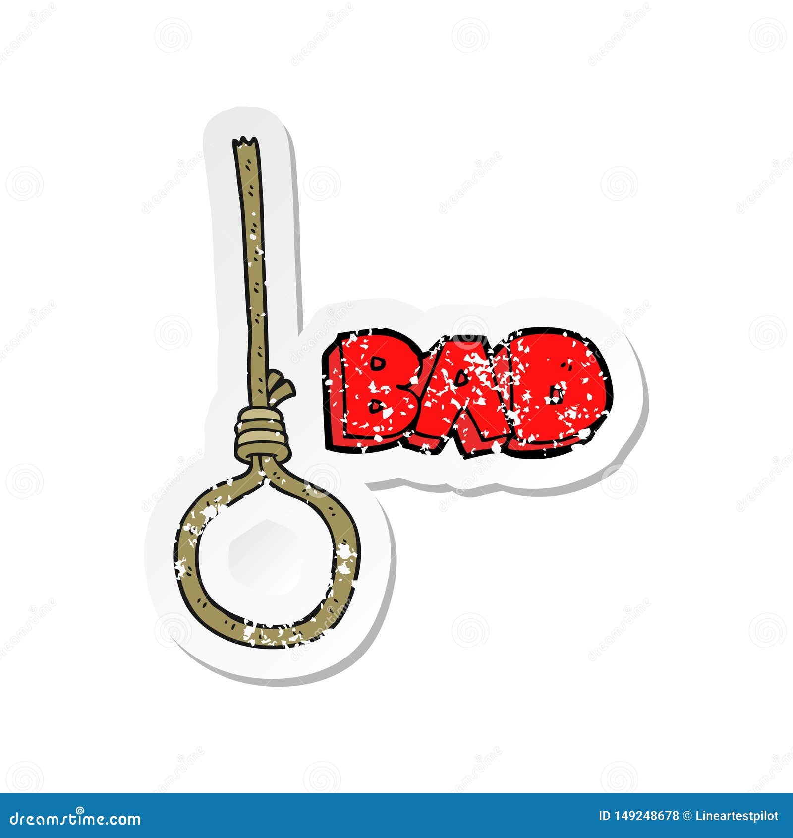 Retro Distressed Sticker of a Cartoon Noose Stock Vector - Illustration ...