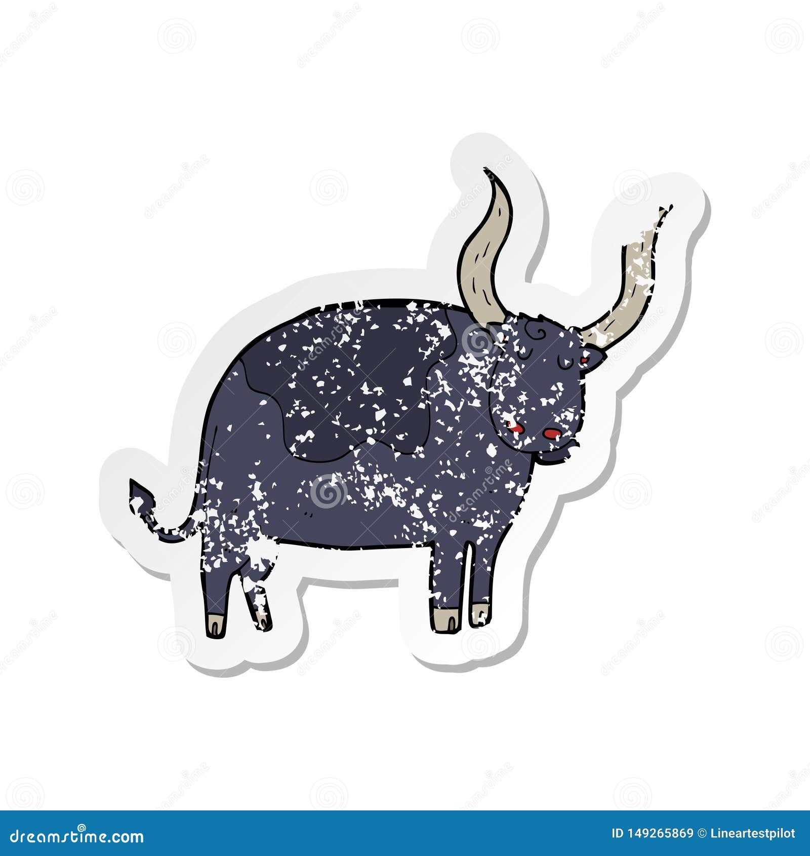Retro Distressed Sticker of a Cartoon Ox Stock Vector - Illustration of ...