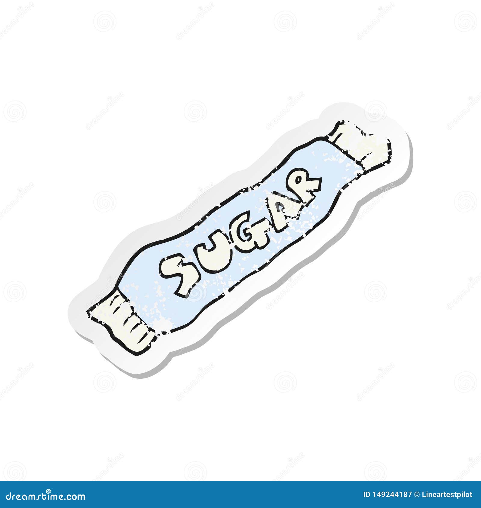 Retro Distressed Sticker of a Cartoon Packet of Sugar Stock Vector ...