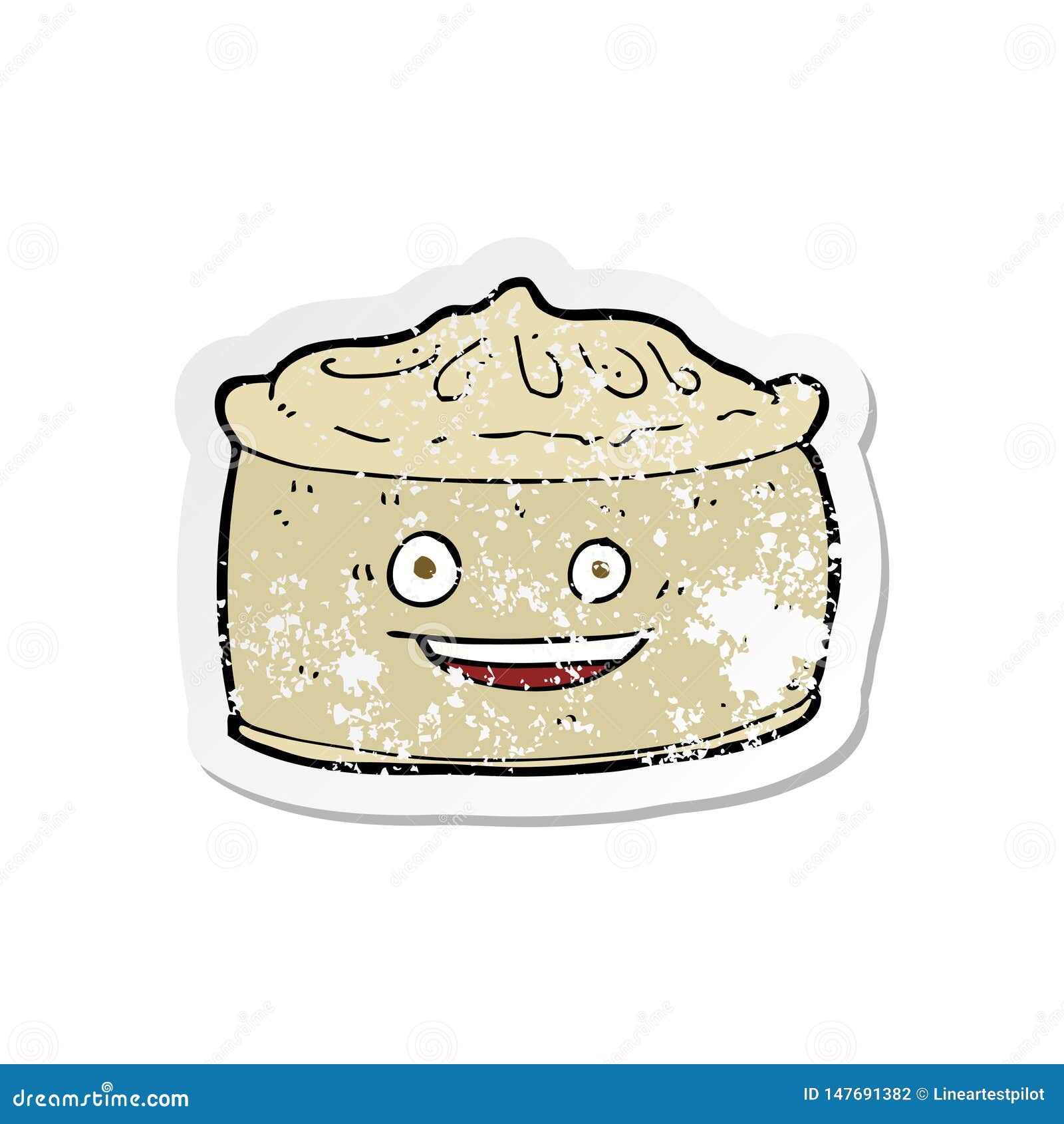 Retro Distressed Sticker of a Cartoon Pie with Face Stock Vector ...