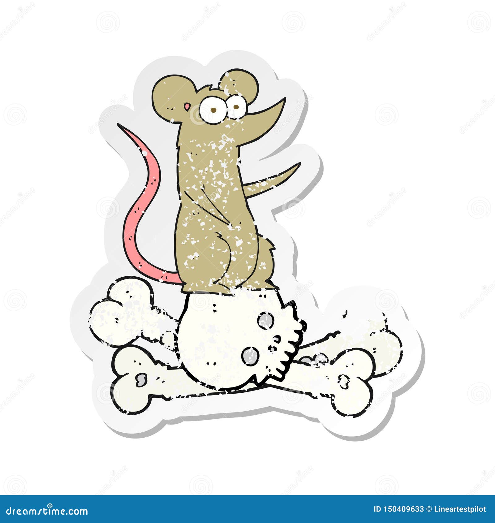 Retro Distressed Sticker of a Cartoon Rat on Bones Stock Vector ...