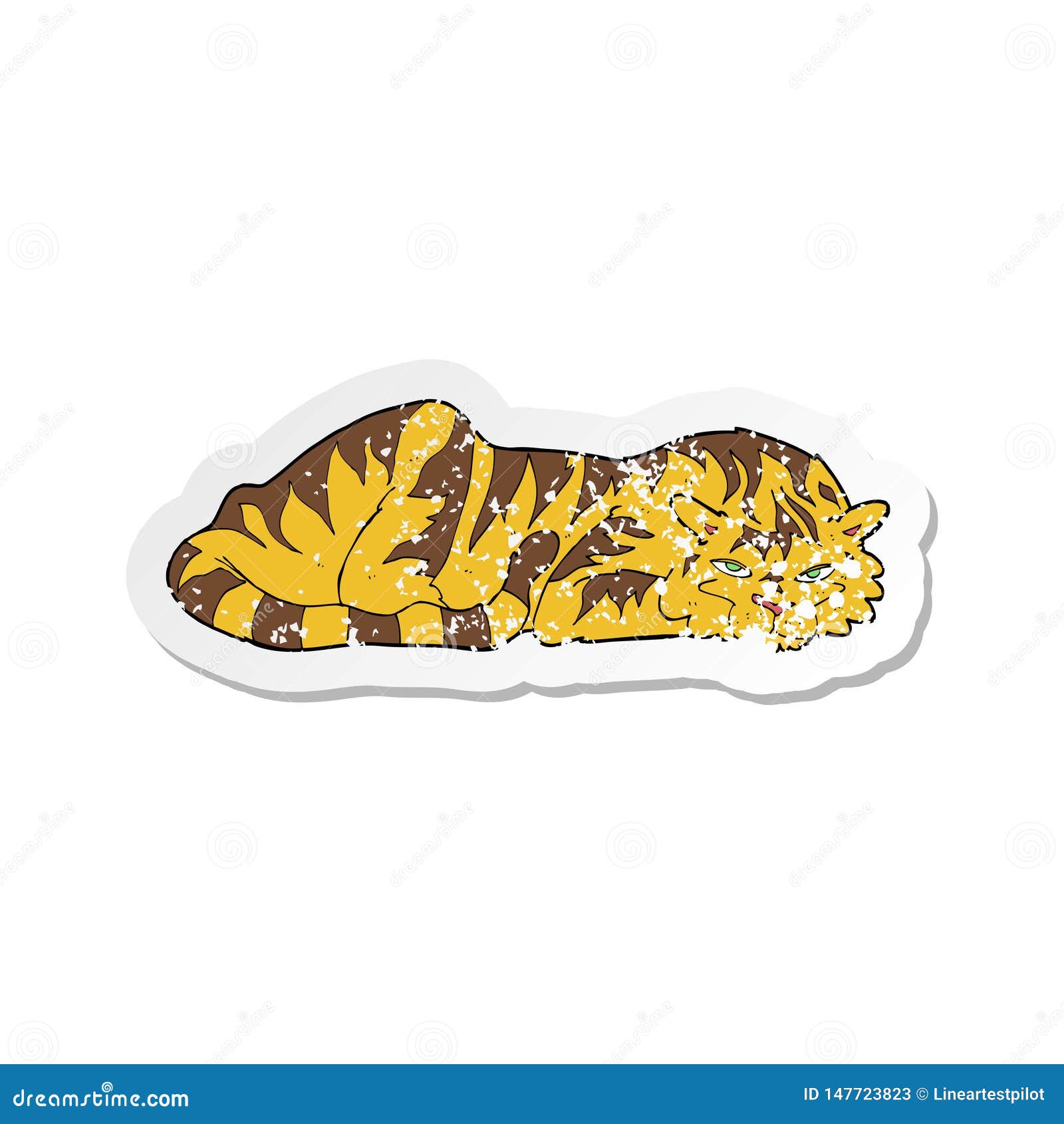 Retro Distressed Sticker of a Cartoon Resting Tiger Stock Vector ...