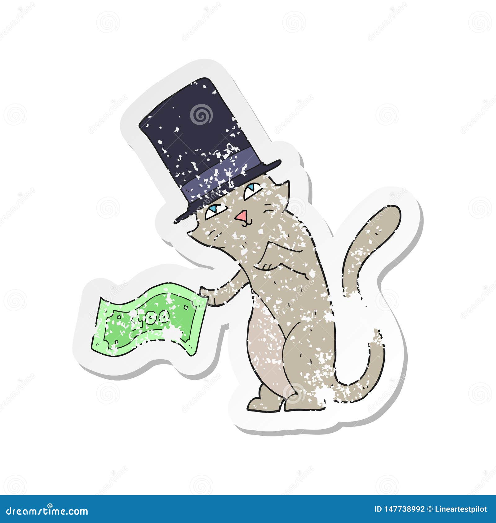 Retro Distressed Sticker of a Cartoon Rich Cat Stock Vector ...