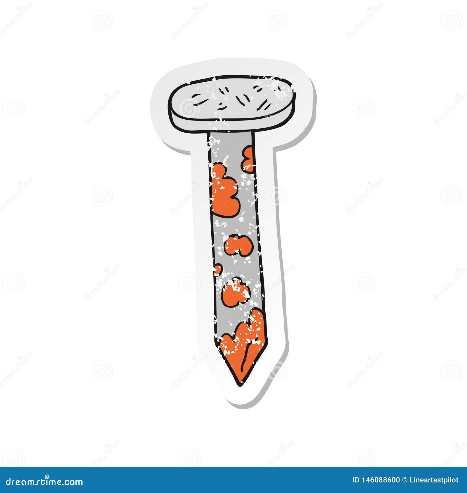 Retro Distressed Sticker of a Cartoon Rusty Nail Stock Vector ...