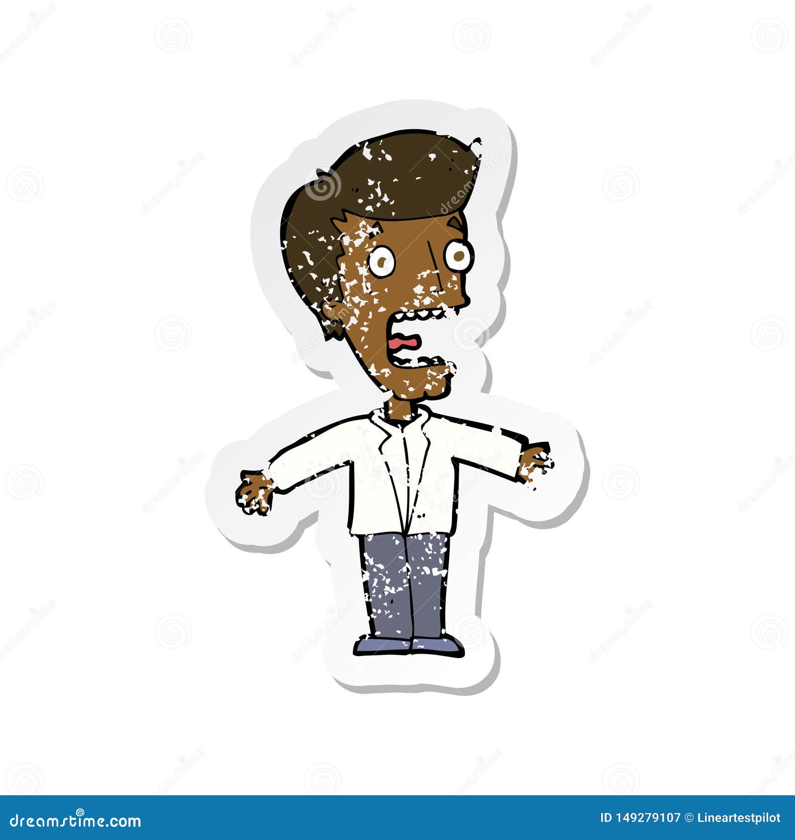 Retro Distressed Sticker of a Cartoon Screaming Man Stock Vector ...