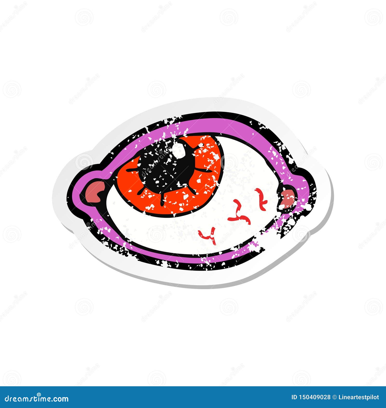 Retro Distressed Sticker of a Cartoon Spooky Eye Stock Vector ...