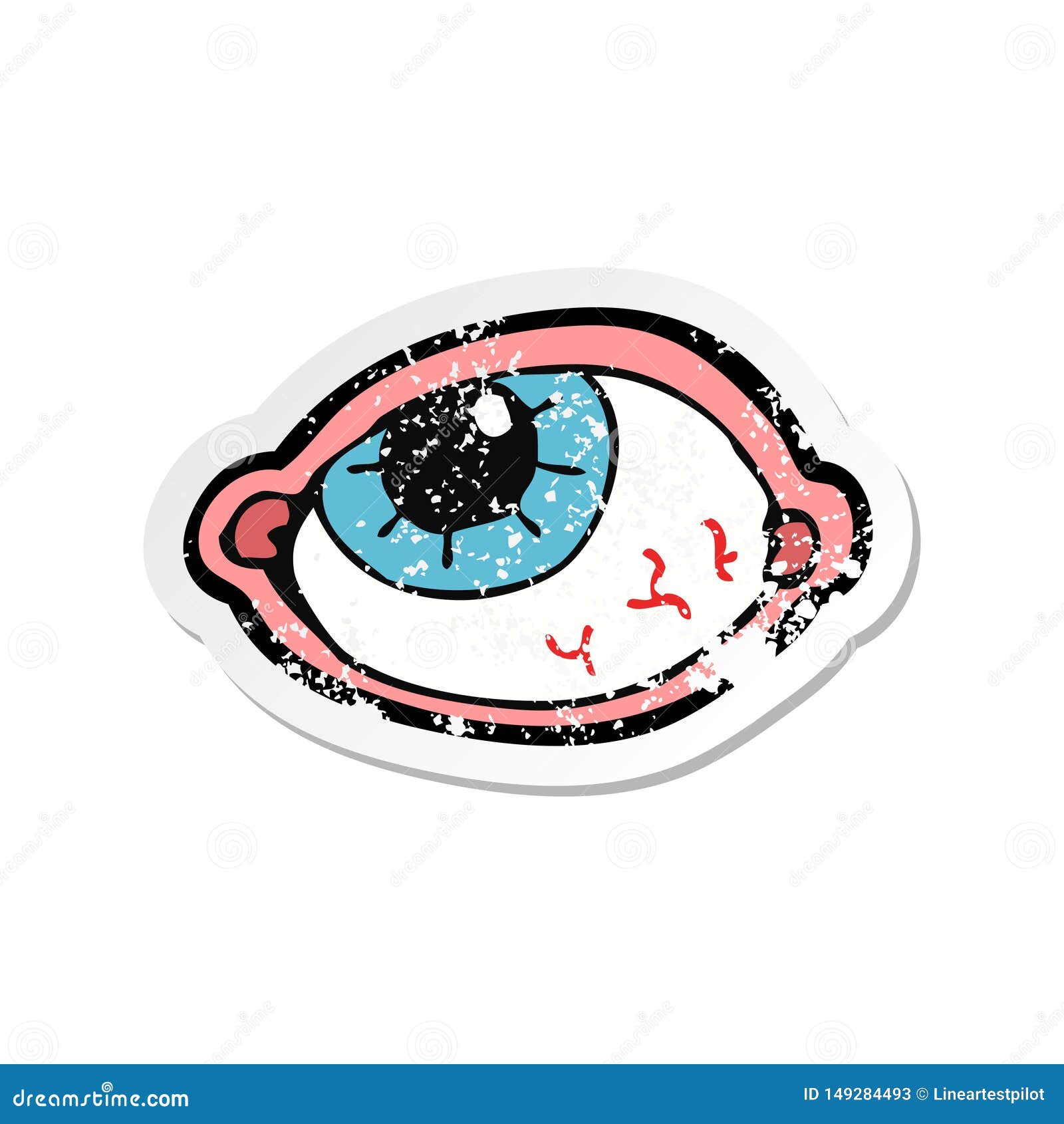 Retro Distressed Sticker of a Cartoon Spooky Eye Stock Vector ...