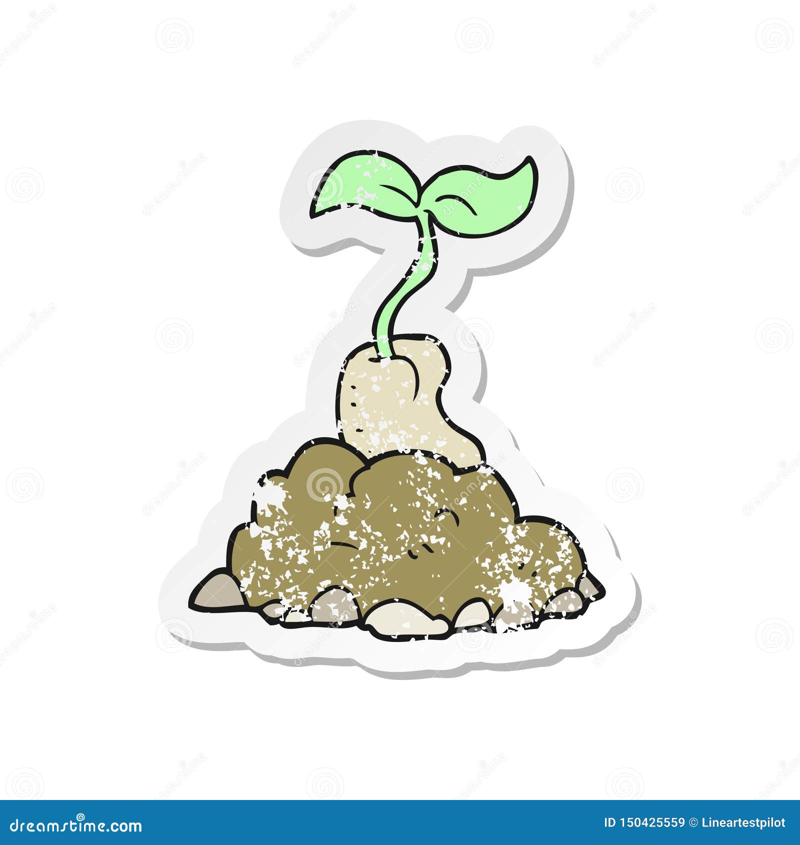 Retro Distressed Sticker of a Cartoon Sprouting Seed Stock Vector ...