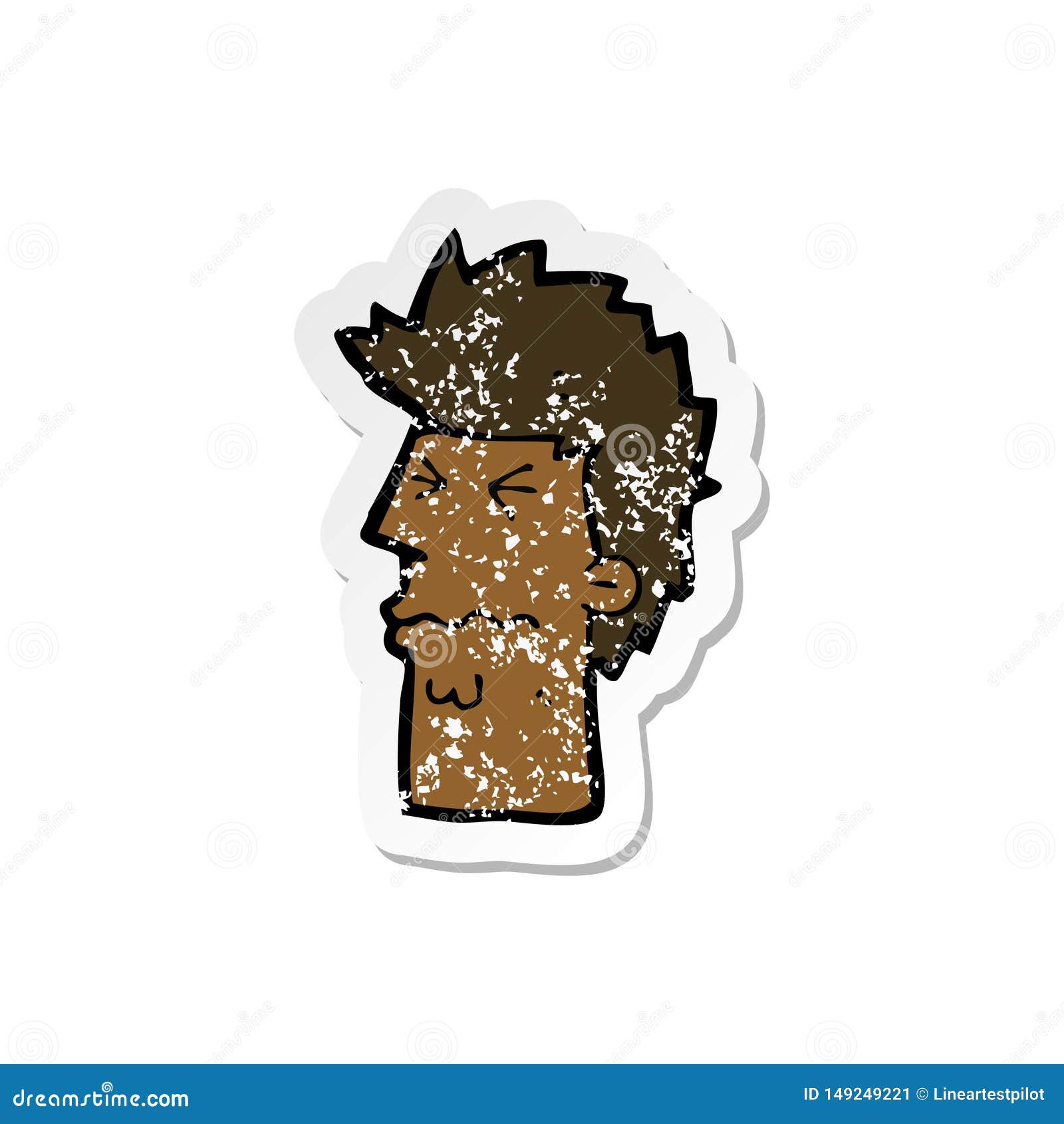 Retro Distressed Sticker of a Cartoon Stressed Out Face Stock Vector ...