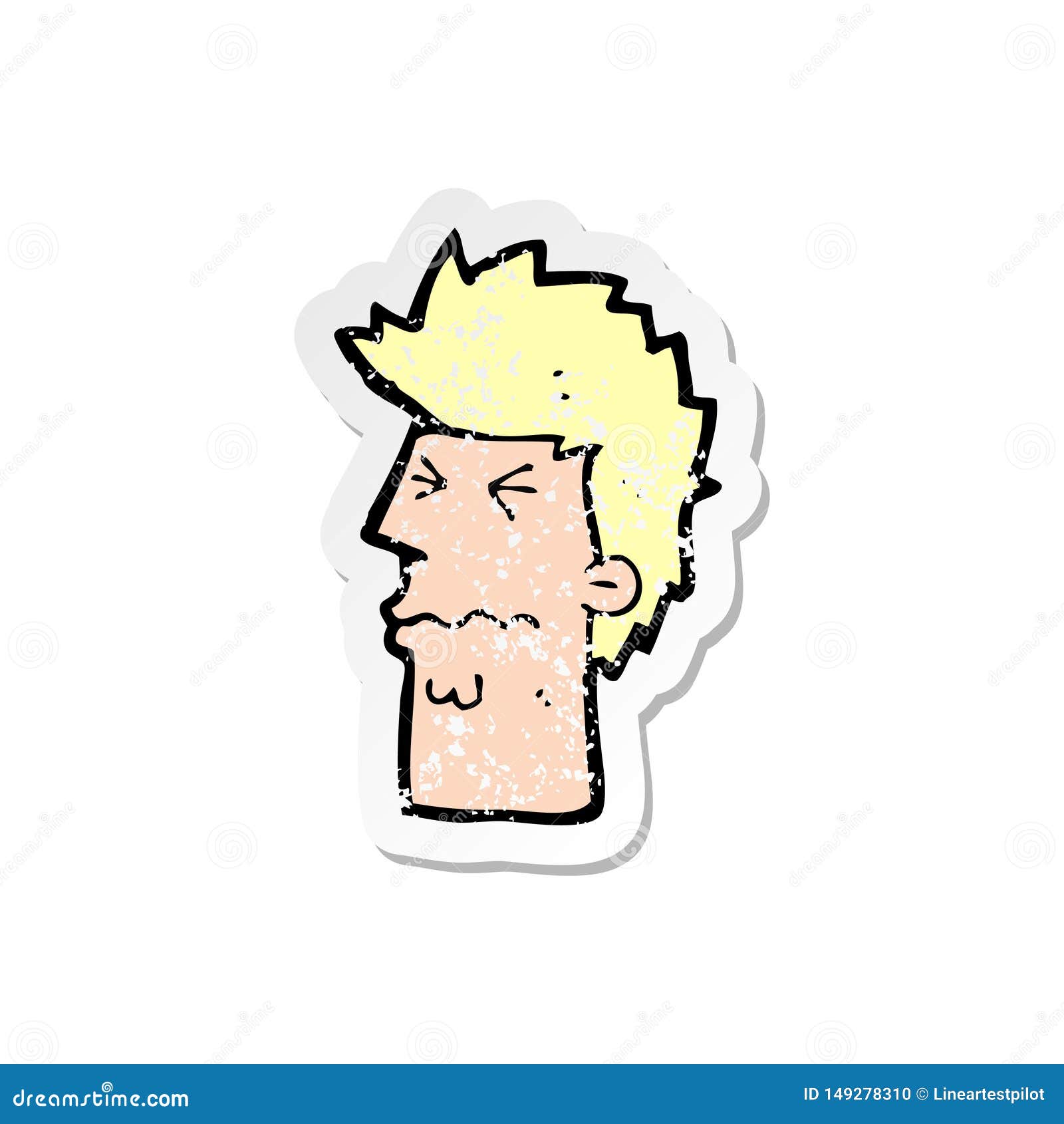 Retro Distressed Sticker of a Cartoon Stressed Out Face Stock Vector ...