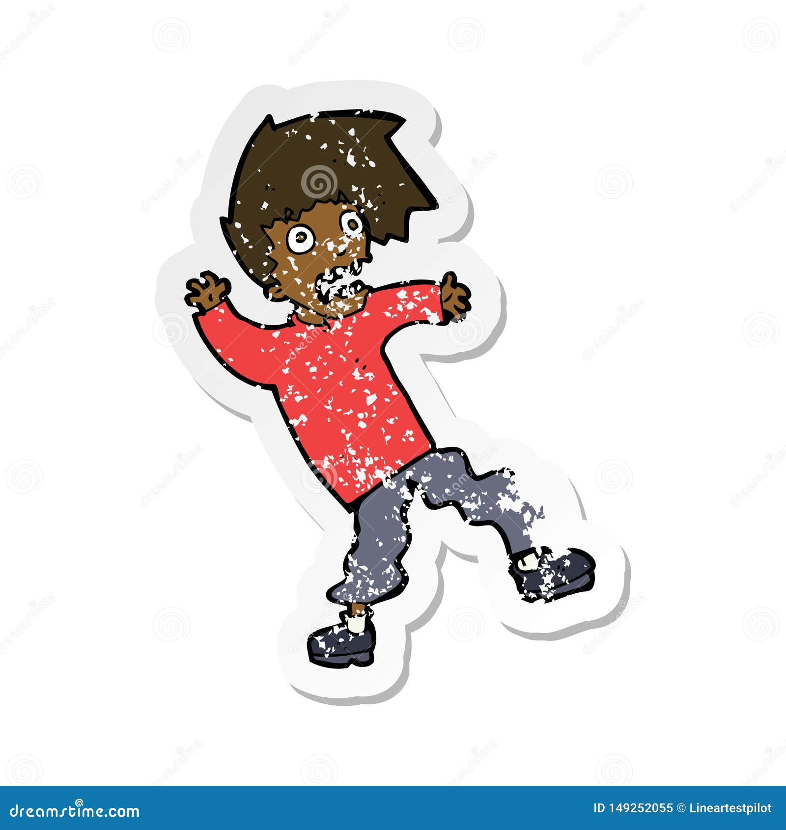 Retro Distressed Sticker of a Cartoon Terrified Man Stock Vector ...