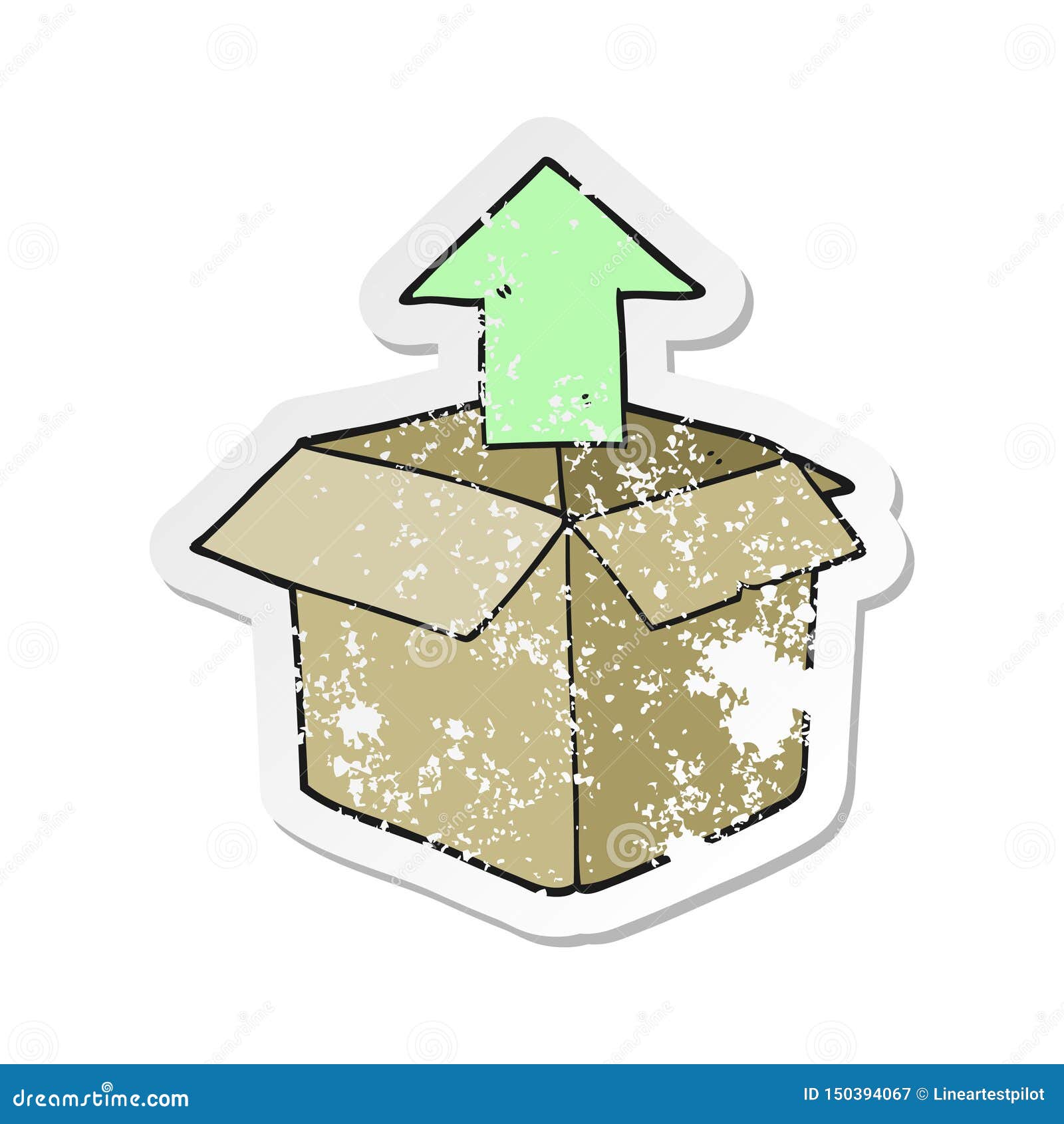 Retro Distressed Sticker of a Cartoon Unpacking a Box Stock Vector ...