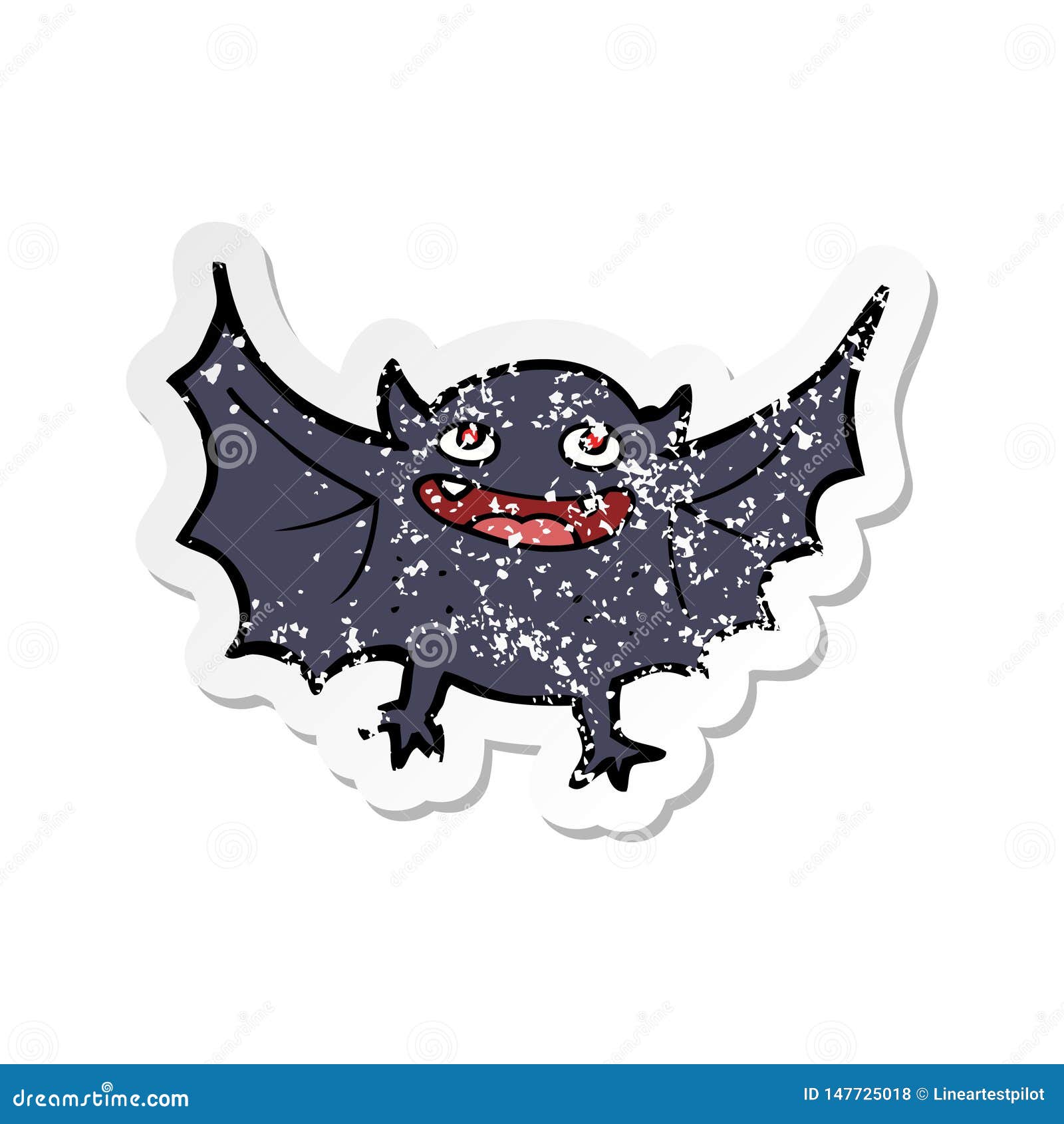 Retro Distressed Sticker of a Cartoon Vampire Bat Stock Vector ...