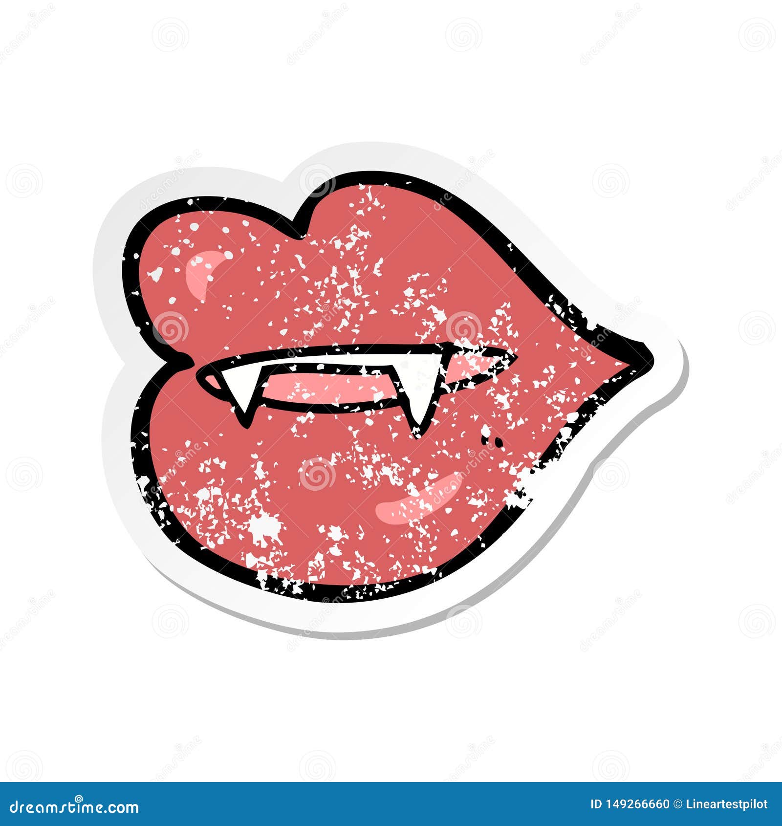 Retro Distressed Sticker of a Cartoon Vampire Fangs Stock Vector ...