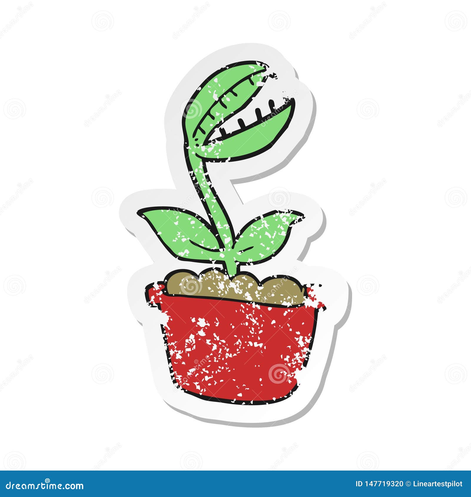 Retro Distressed Sticker of a Cartoon Venus Fly Trap Stock Vector ...