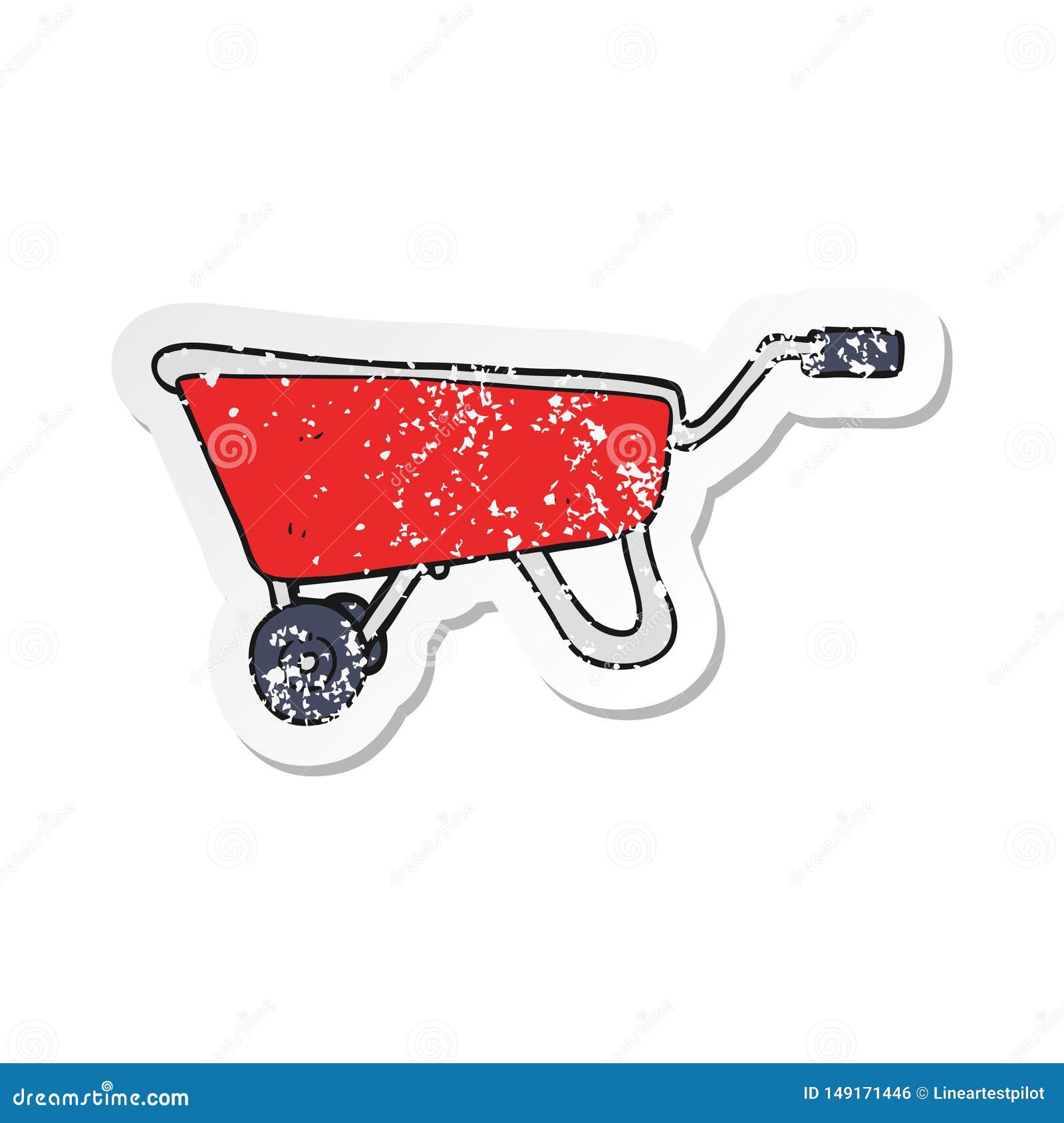 Retro Distressed Sticker of a Cartoon Wheelbarrow Stock Vector ...