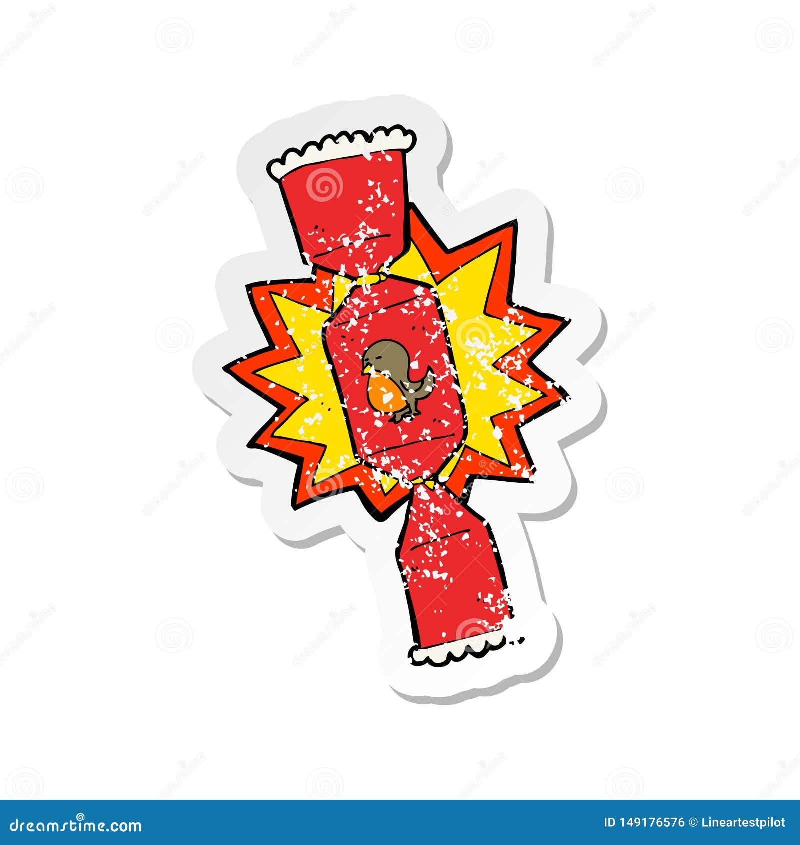 Retro Distressed Sticker of a Exploding Christmas Cracker Stock Vector ...
